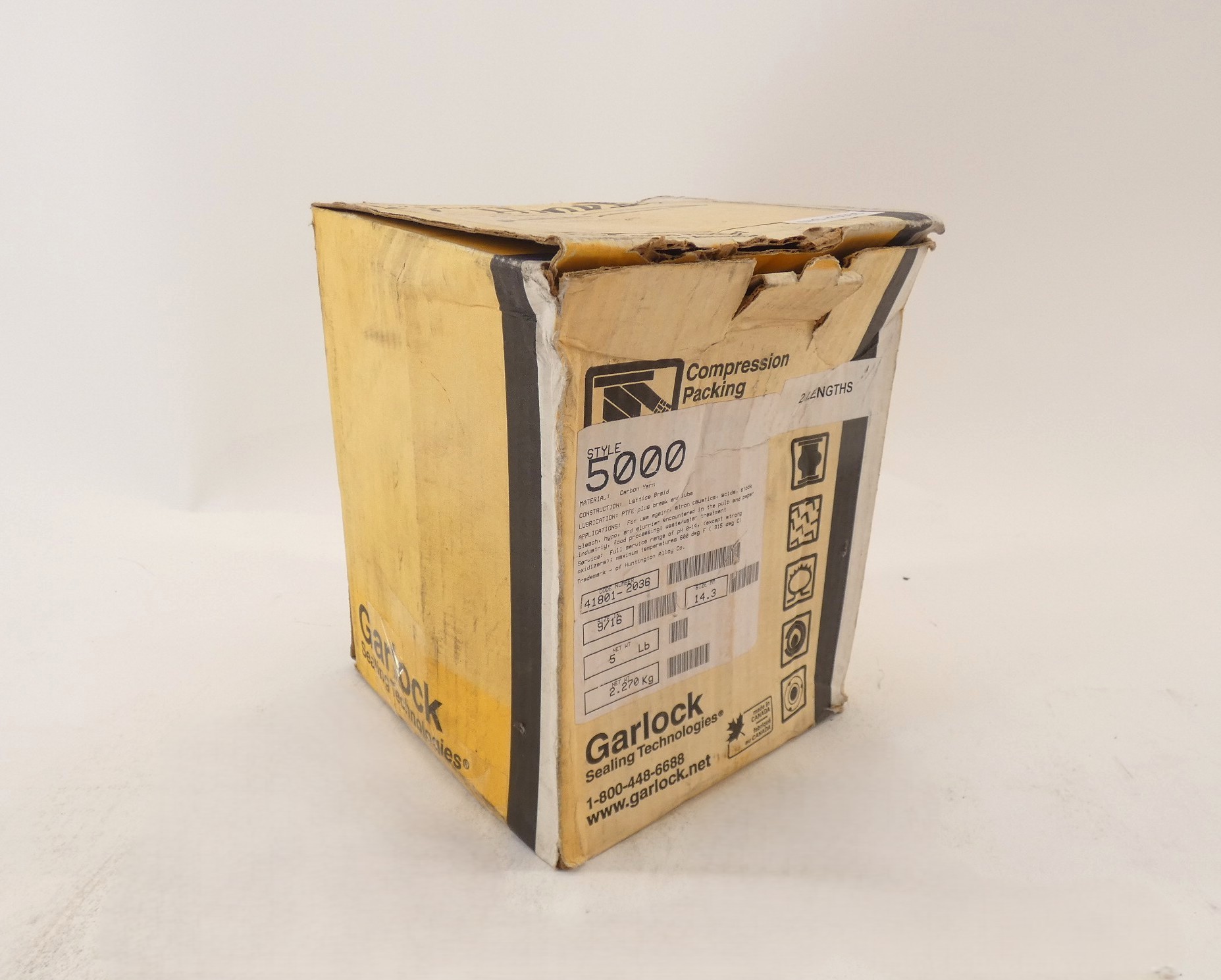 Garlock Compression 41801-2036 Style 5000 Compression Packing 9/16 ...