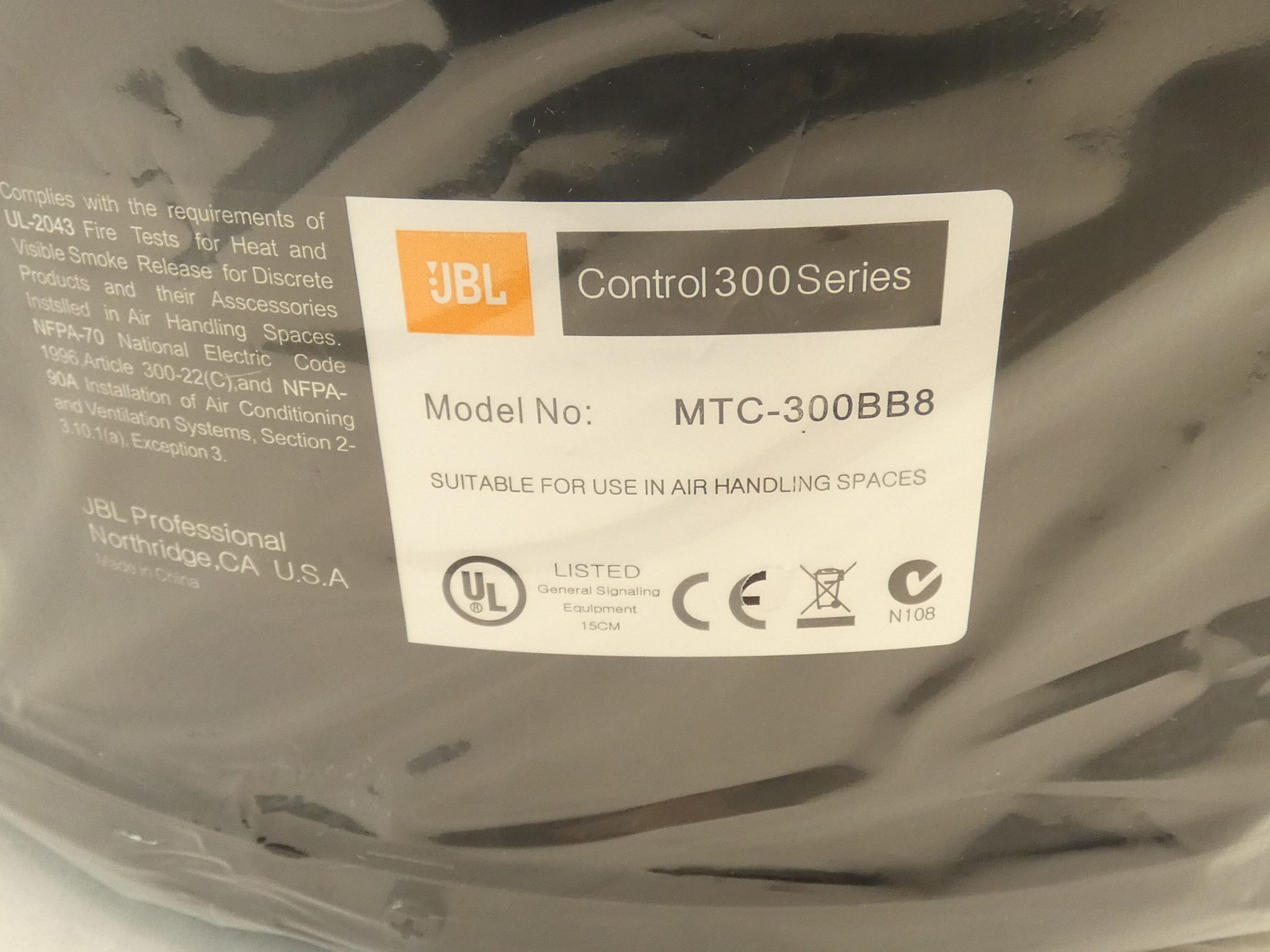 JBL MTC-300BB8 Backcan for Control 300 Series 8″ Drivers – GPM Surplus