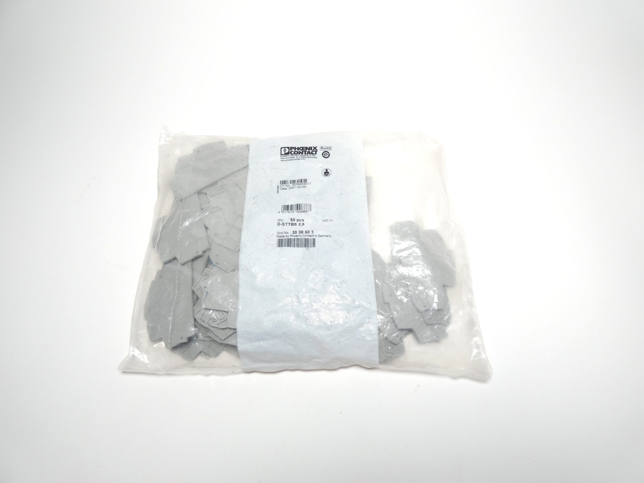 *Lot of 50* Phoenix Contact 3038503 D-STTBS 2,5 Gray Terminal Block End ...