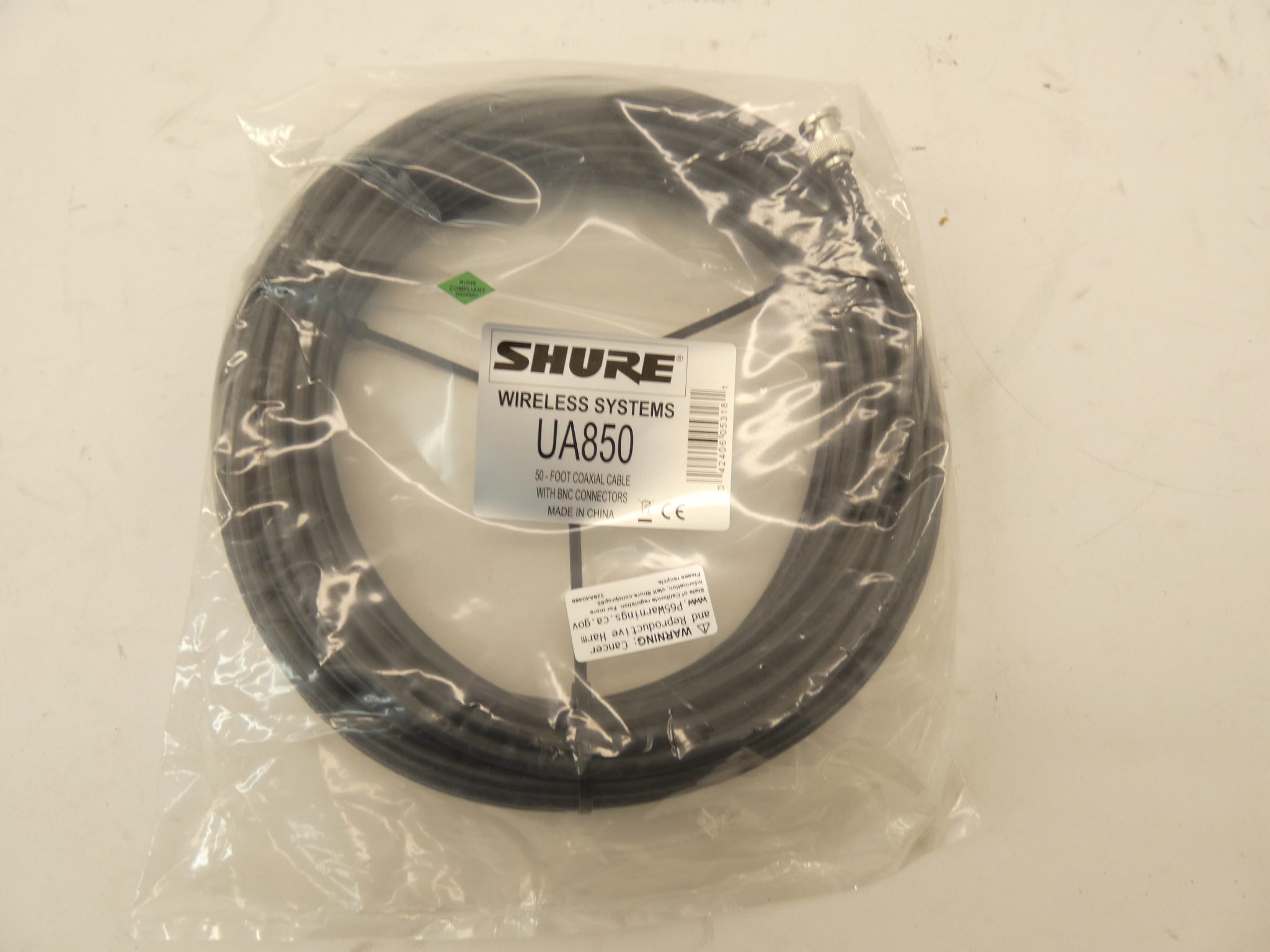 Shure UA850 Coaxial Cable 50′ w/ BNC Connectors – GPM Surplus