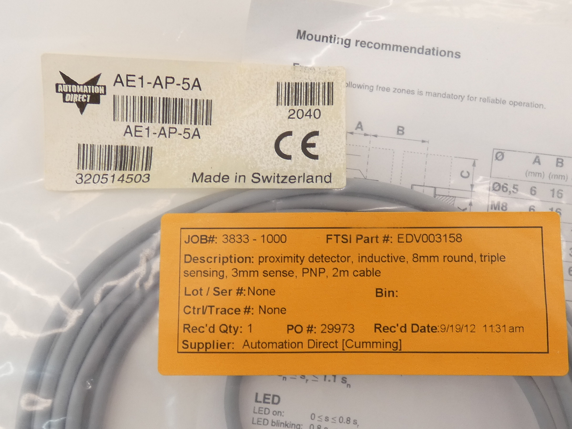 Automation Direct AE1-AP-5A Inductive Proximity Detector Sensing – GPM ...
