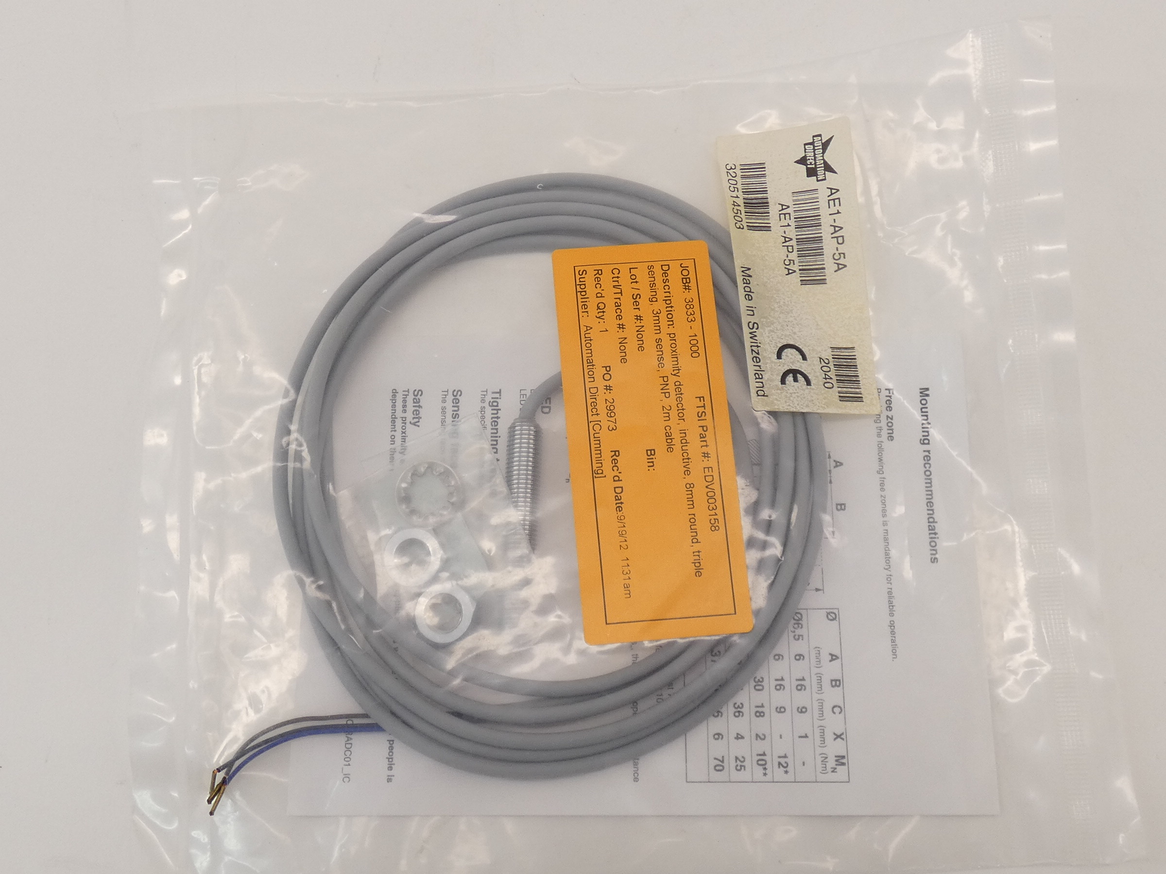 Automation Direct AE1-AP-5A Inductive Proximity Detector Sensing – GPM ...