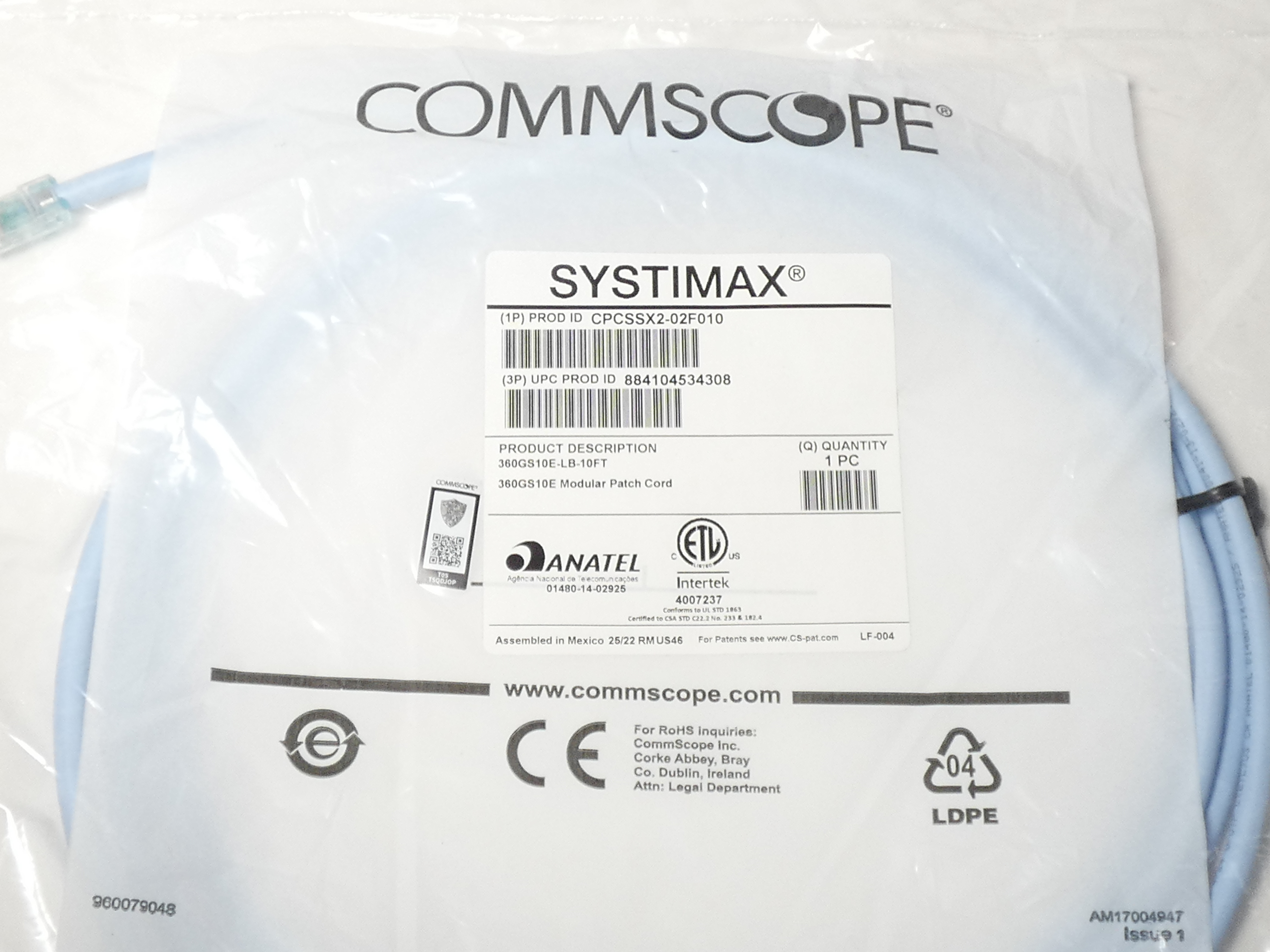 Commscope CPCSSX2-02F010 Modular Patch Cord 10FT 360GS10E – GPM Surplus
