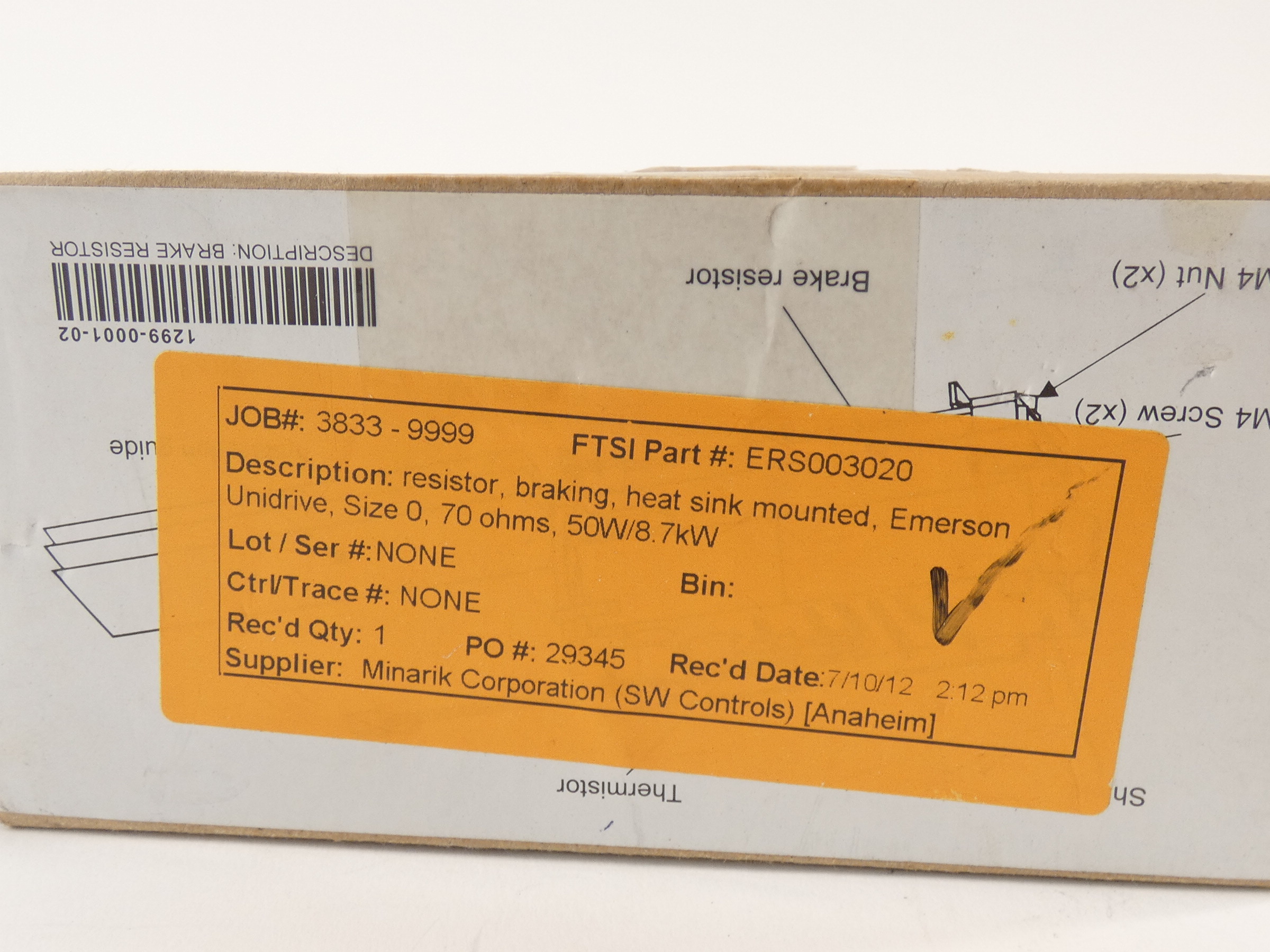 Emerson 1299-0001-02 Brake Resistor 50W 70 ohms – GPM Surplus