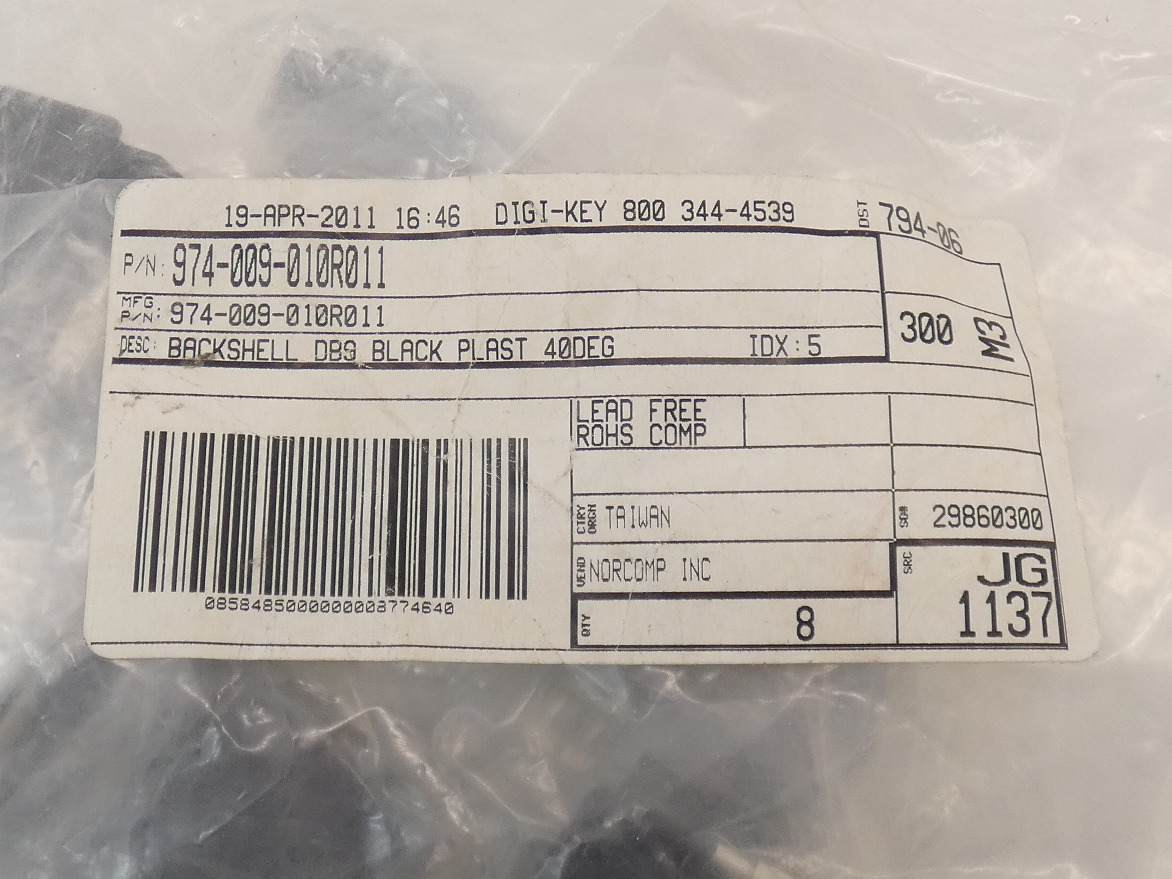 *Lot of 8* Digikey 974-009-010R011 D-Sub Backshell – GPM Surplus
