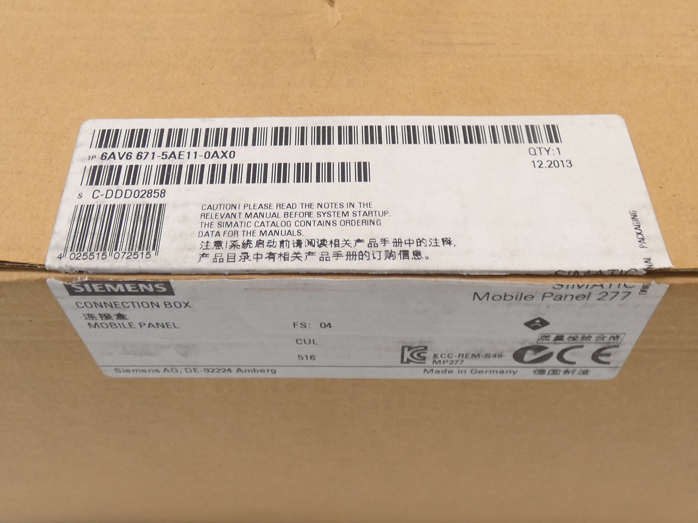 Siemens 6AV6 671-5AE11-0AX0 Simatic Mobile Panel 277 Connection Box 24V ...