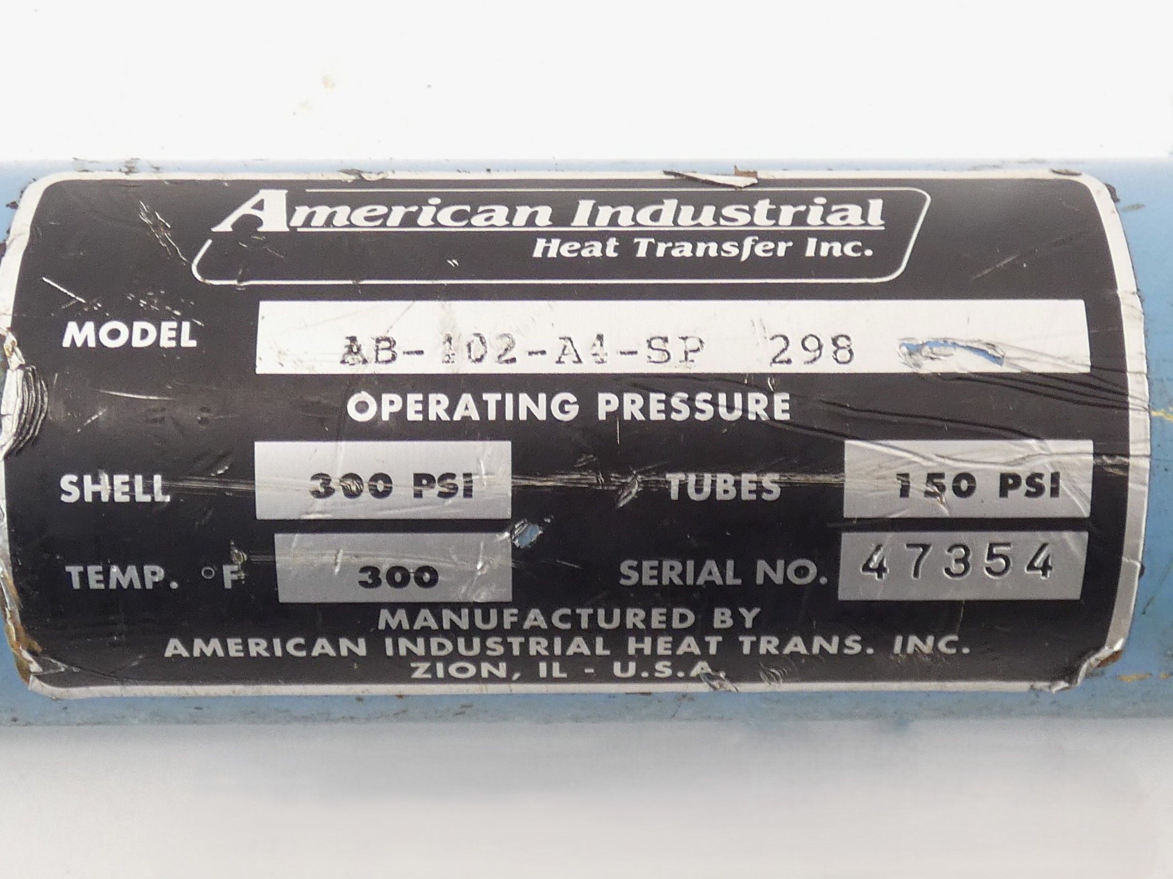 American Industry AB-402-A4-SP 298 Heat Exchange 150-300PSI 300°F – GPM ...