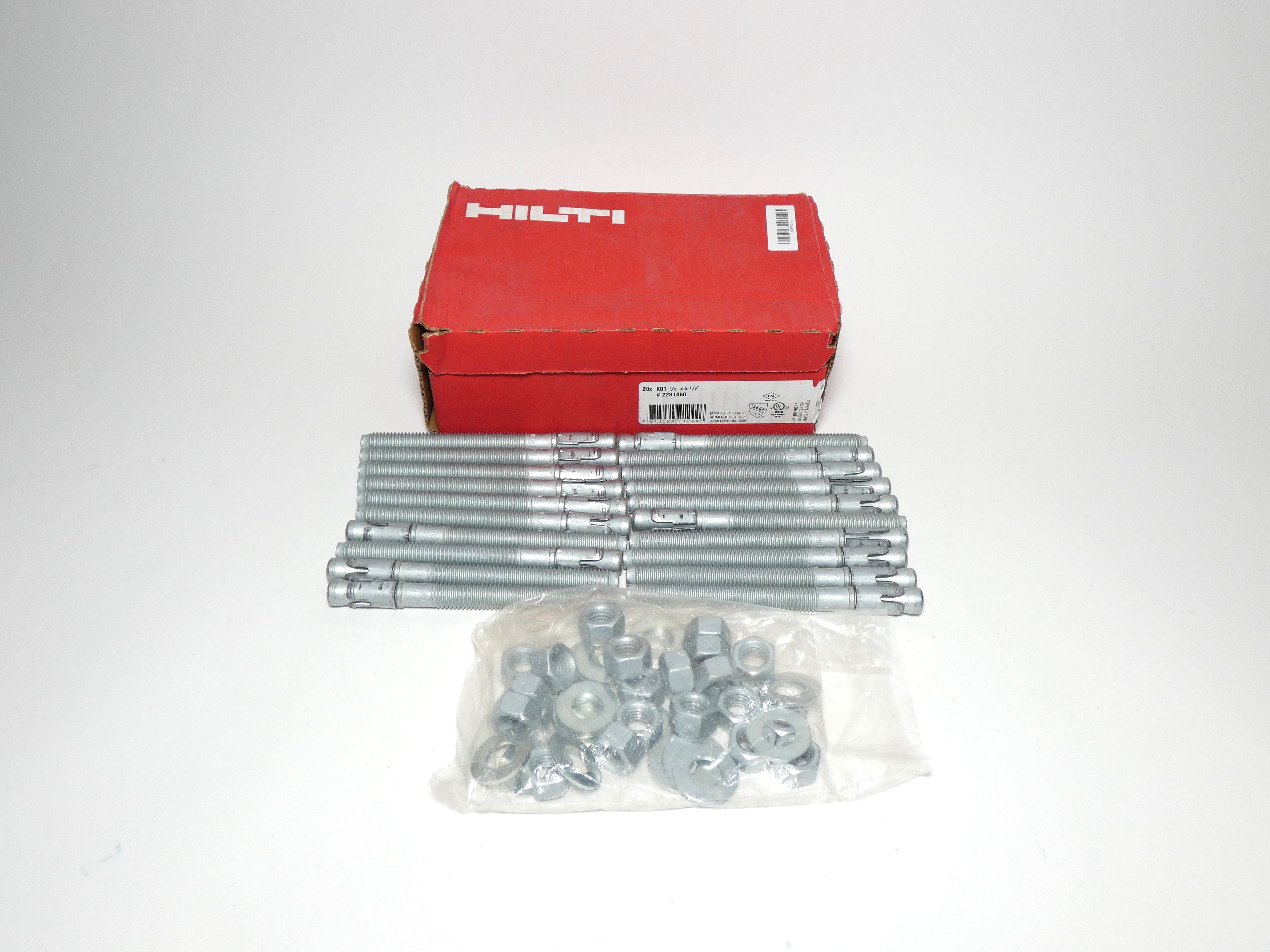 *Box of 20* Hilti 2231460 1/2″ x 5-1/2″ Kwik Bolts Concrete Wedge ...