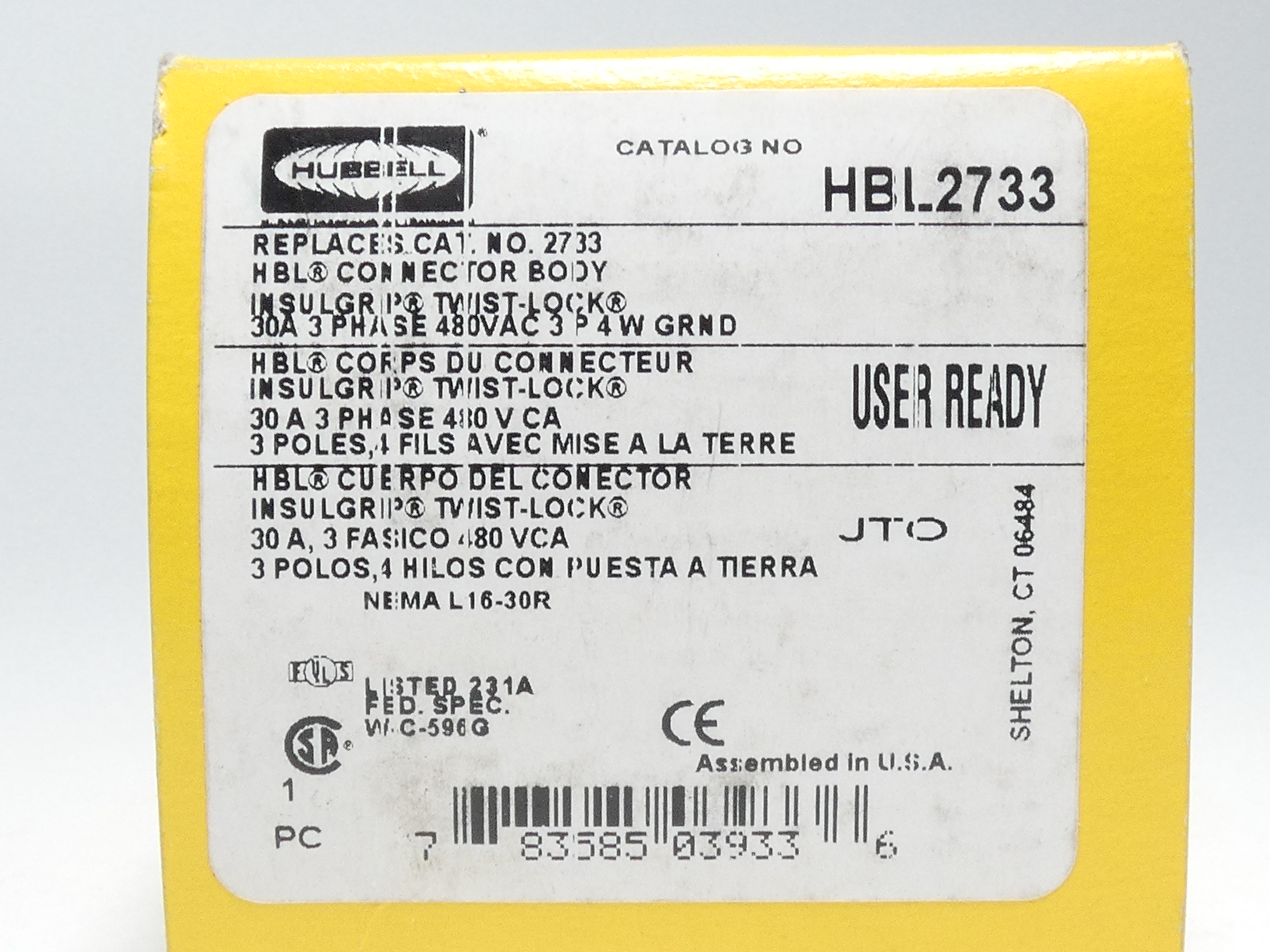 Hubbell HBL2733 Twist-Lock Connector Body 30A 3PH 480VAC 3P – GPM Surplus