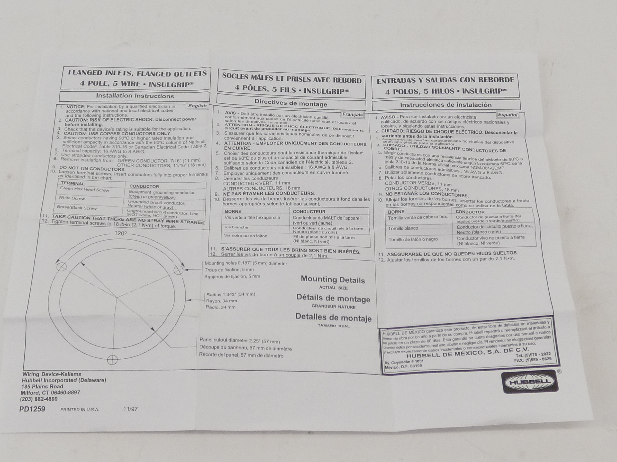 Hubbell HBL2816 Flanged Receptacle 120/208VAC 30A – GPM Surplus