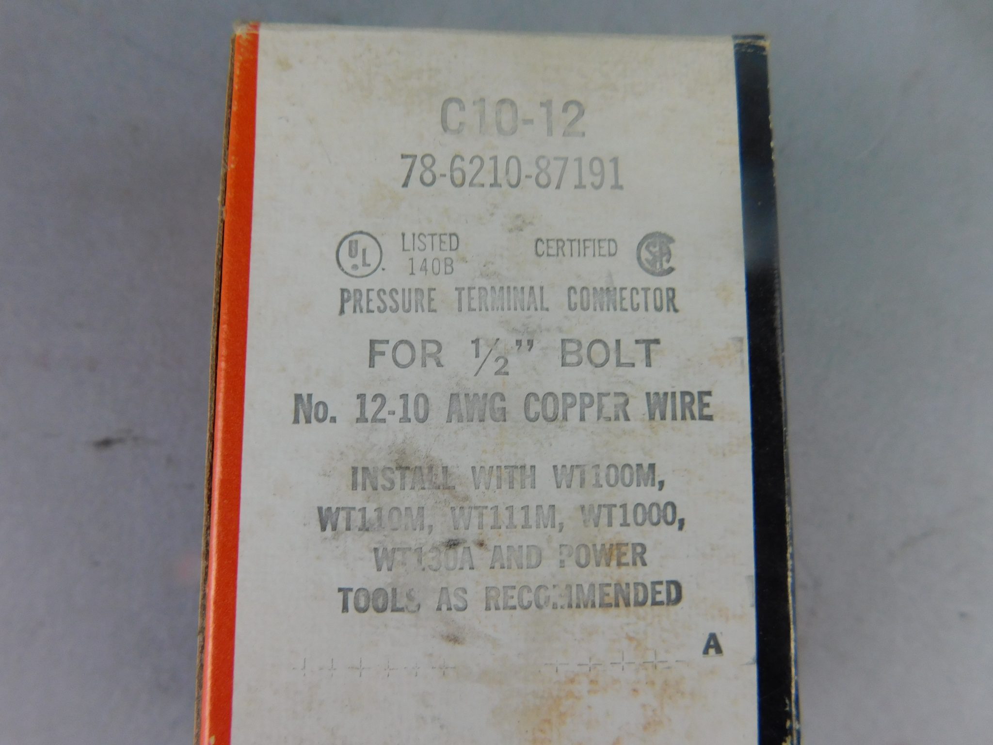 *Box of 50* Thomas and Betts C10-12 1″Bolt, 12-10 AWG Terminal Ring ...