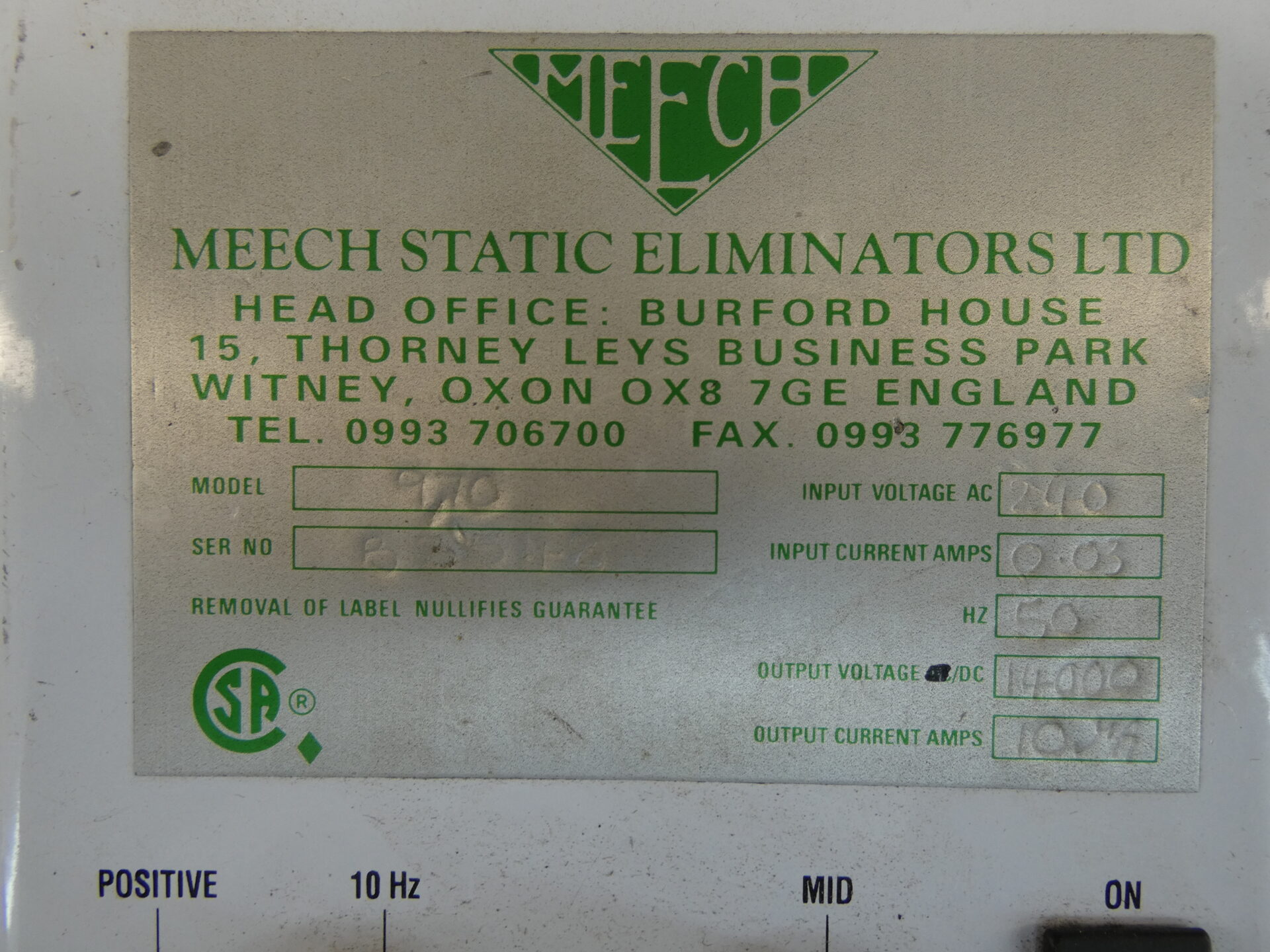 Meech 970 Static Eliminator, 130VAC, 50HZ – GPM Surplus