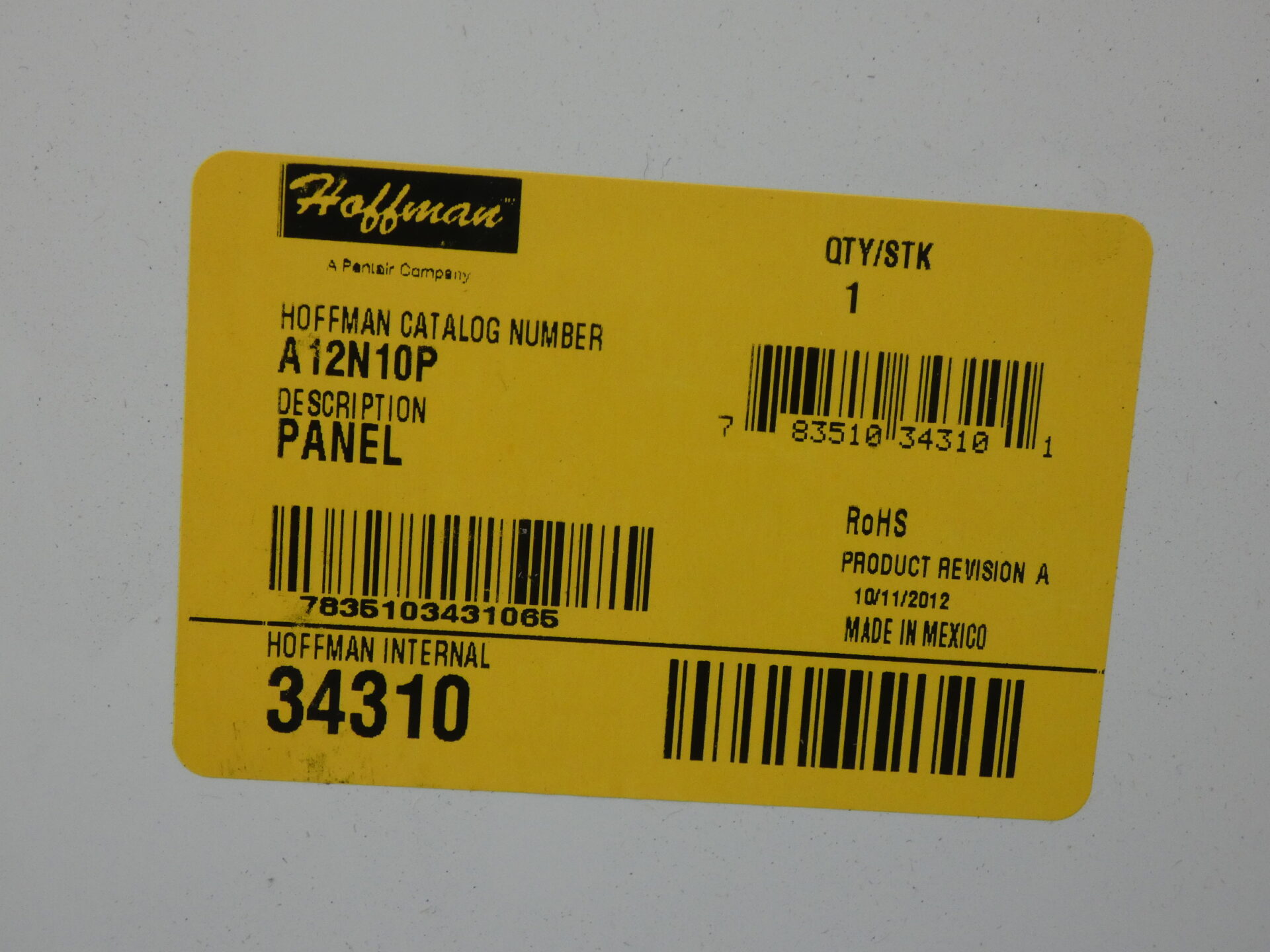 *Box of 6* Hoffman A12N10P Panels, 10.25in.H x 8.25in.W – GPM Surplus