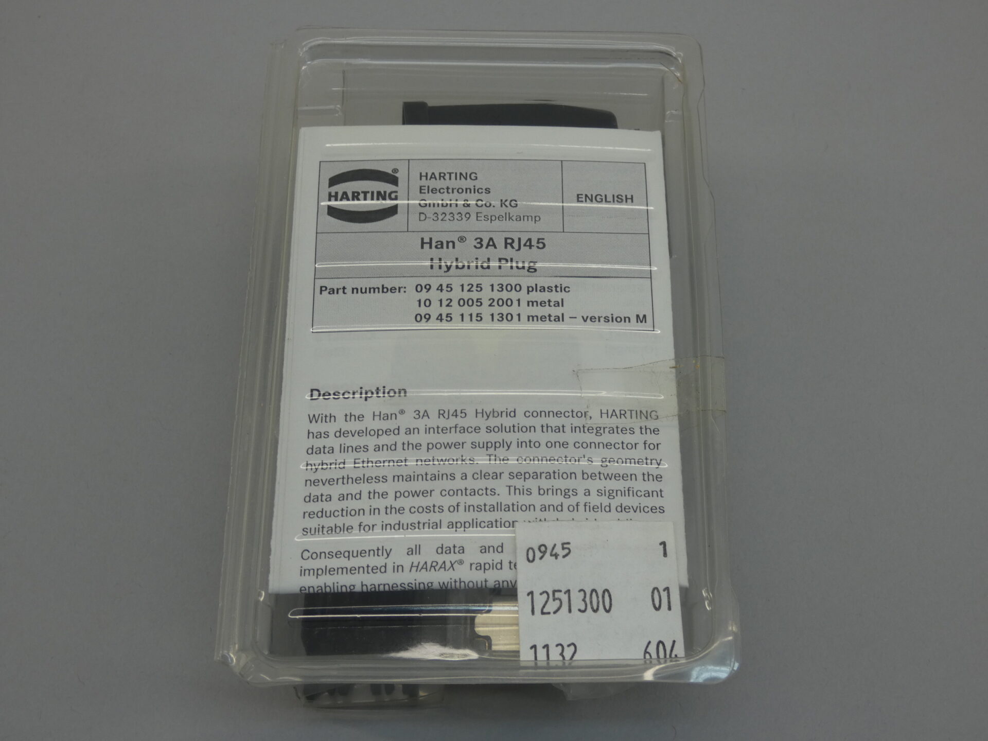 Harting Han 3A RJ45 Hybrid Plug Connector RJ45 – GPM Surplus