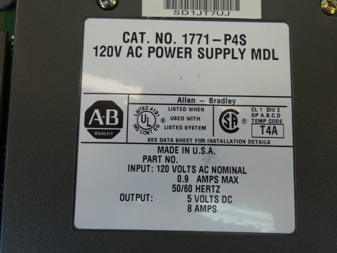 *Lot of 2* Allen-Bradley 1771-P4S Power Supply Modules, 120V – GPM Surplus