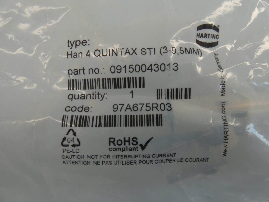 Harting 09150043013 Han 4 Quintax Contact, 3-9,5MM – GPM Surplus