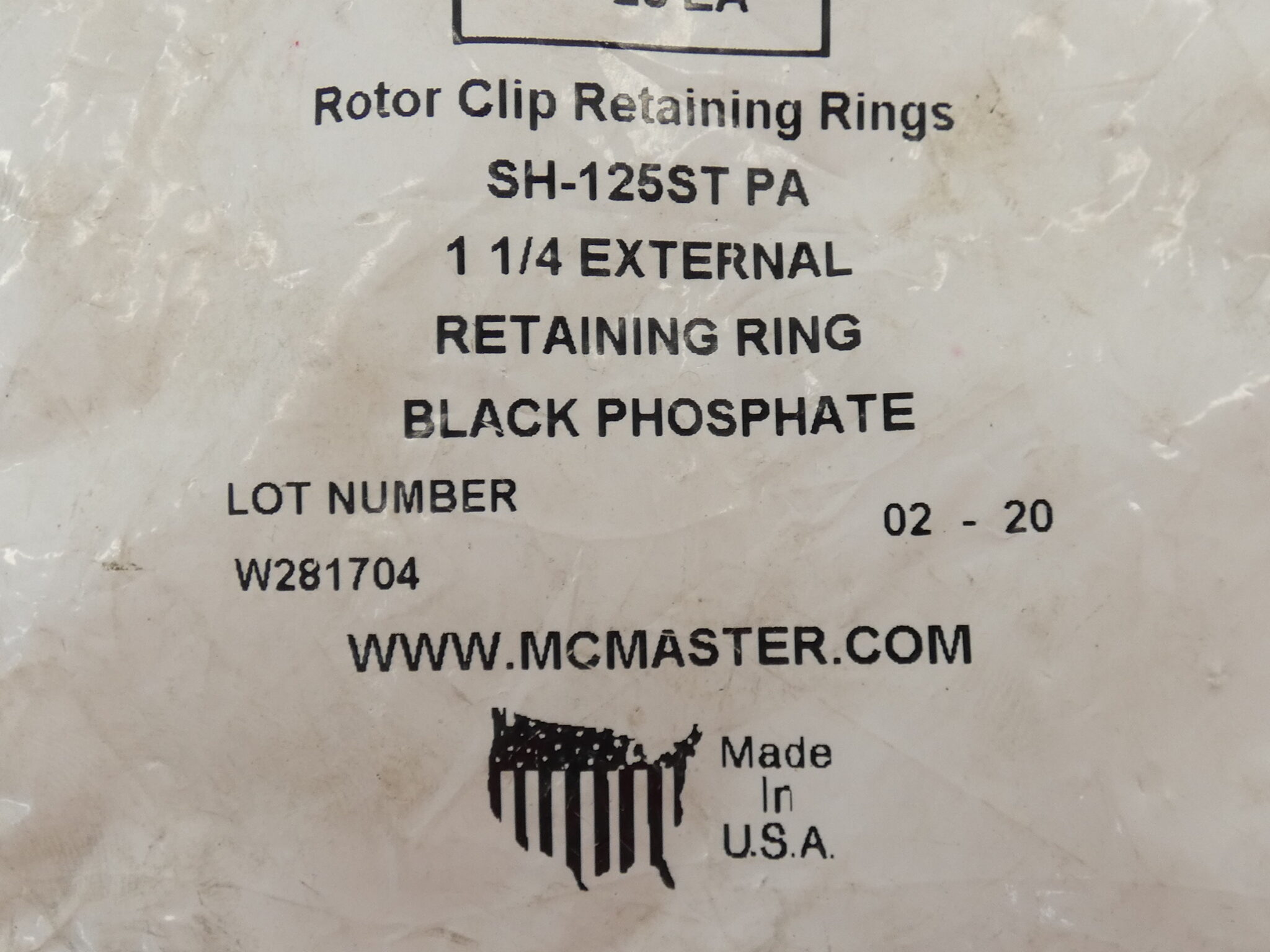 *Lot of 23* McMaster-Carr SH-125STPA Rotor Clip Retaining Rings, 1-1/4 ...