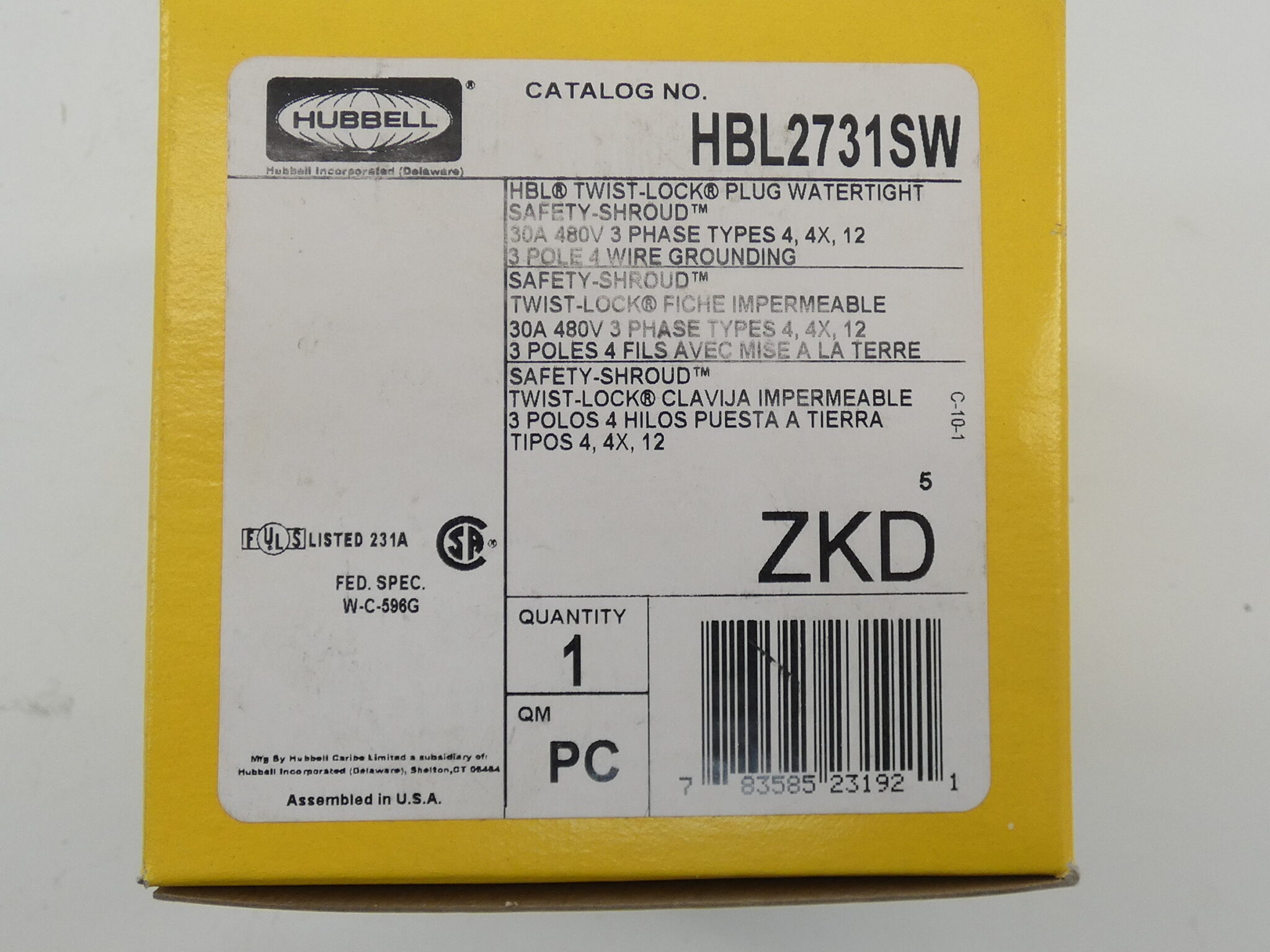 Hubbell HBL2731SW Twist-Lock Plug Watertight Safety-Shroud, 30A, 480V ...