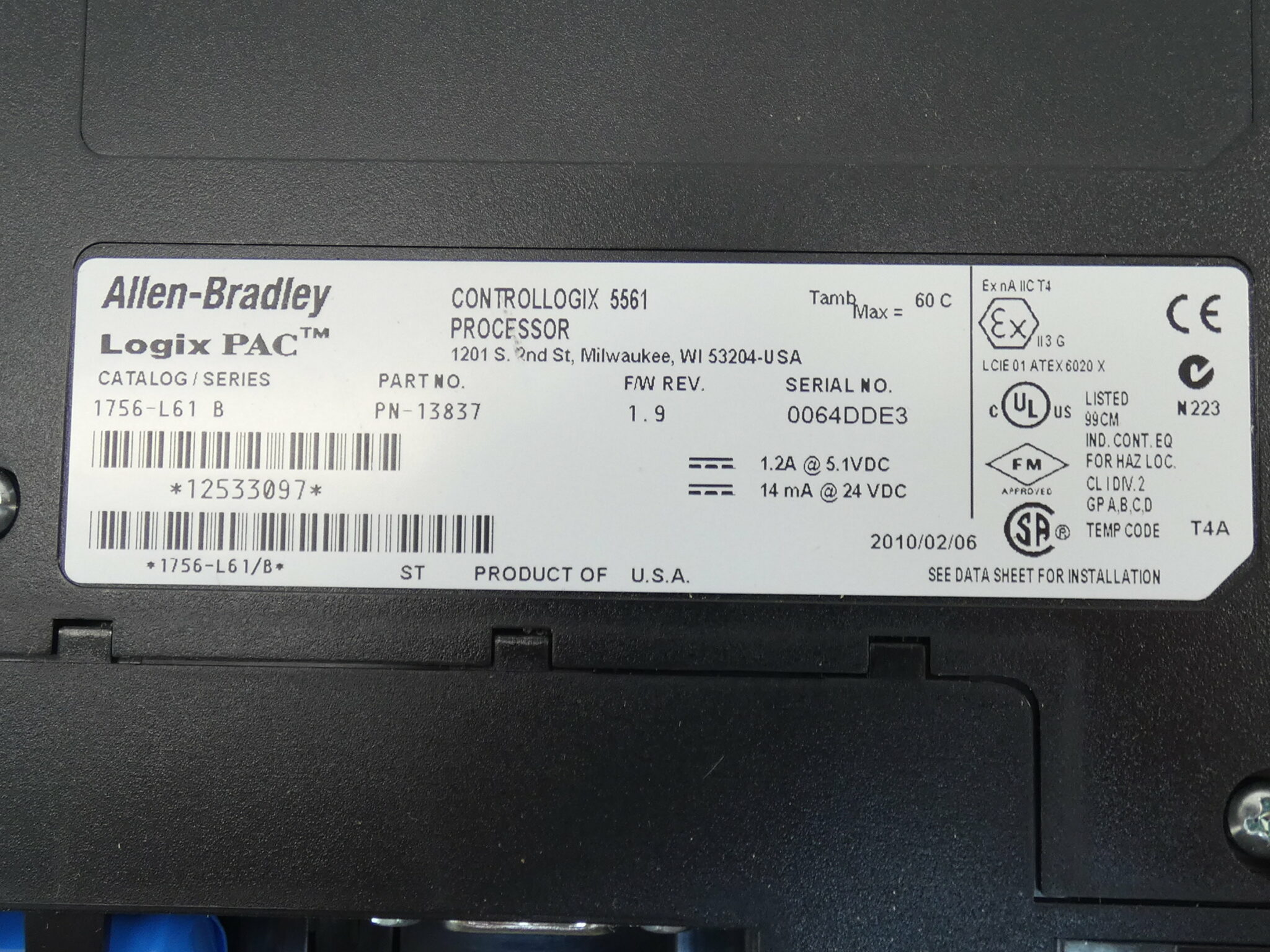 Allen-Bradley 1756-A4 Chassis, 1756-PA72/C, Logix 5561, 1756-DNB, 1756 ...