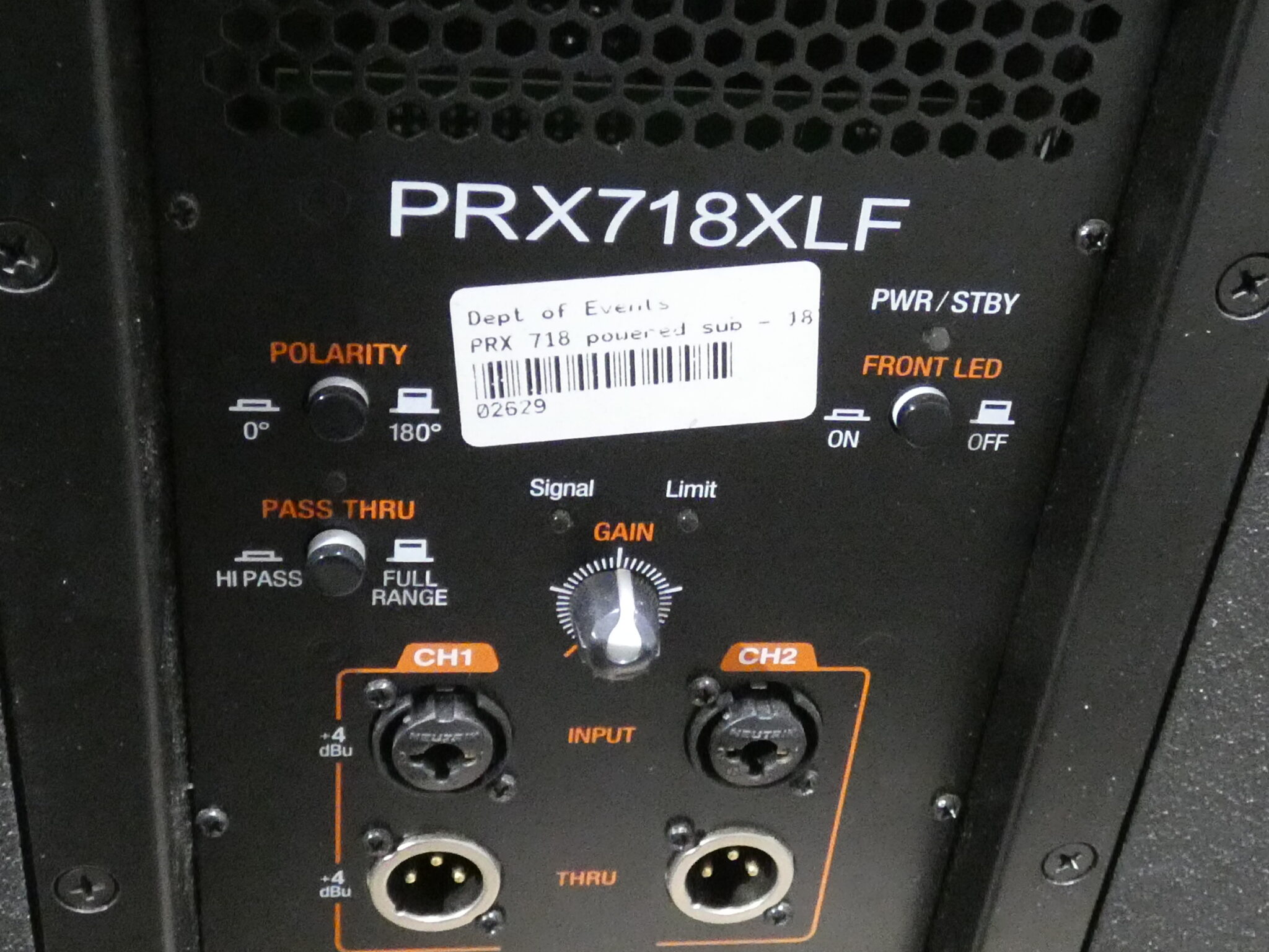 JBL PRX718XLF 18″ Subwoofer, Power Cord Included – GPM Surplus