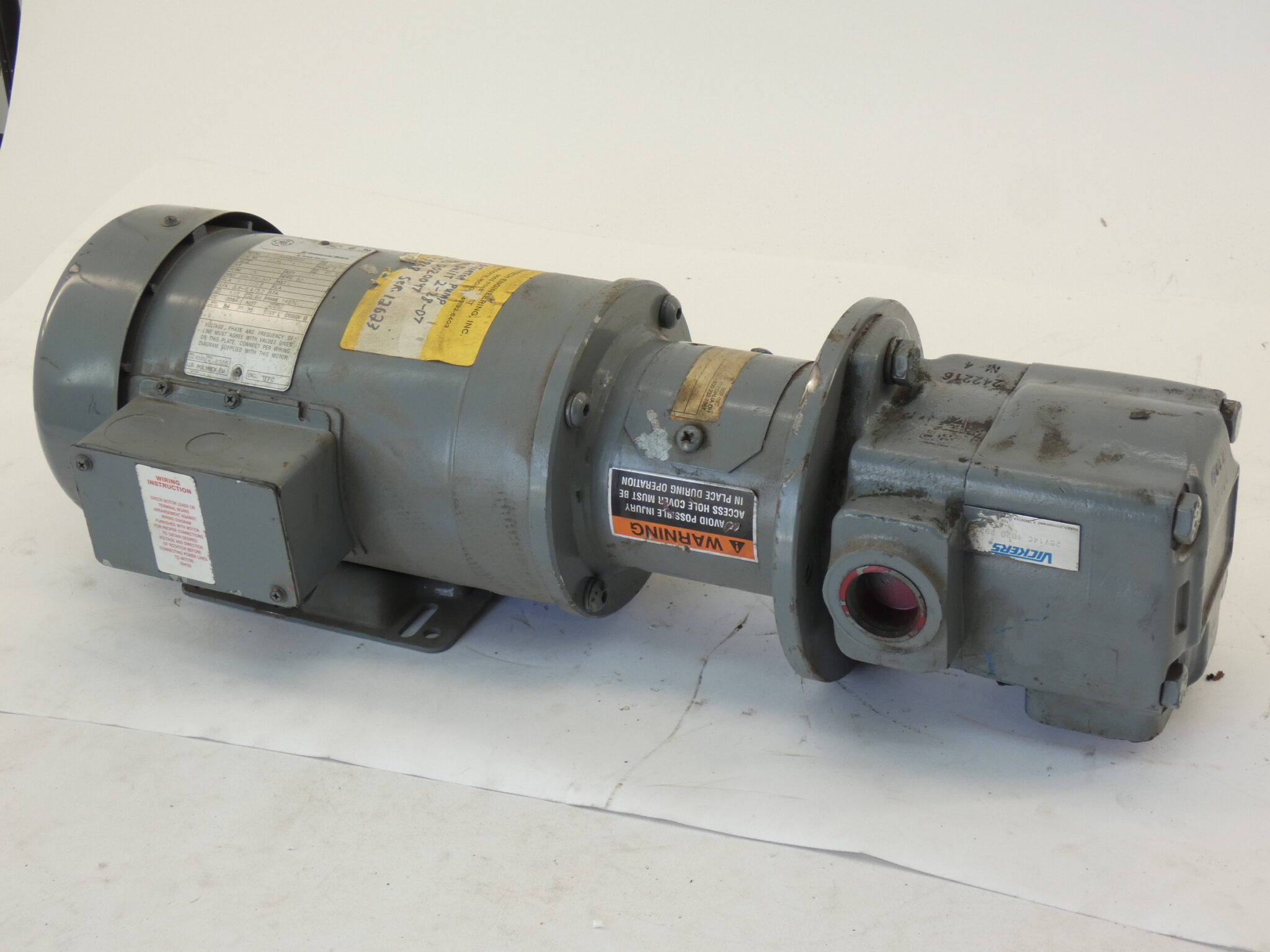 2HP General Electric 5KE48WN8362B Motor W/ Vickers 25V14C 1D20 282 ...