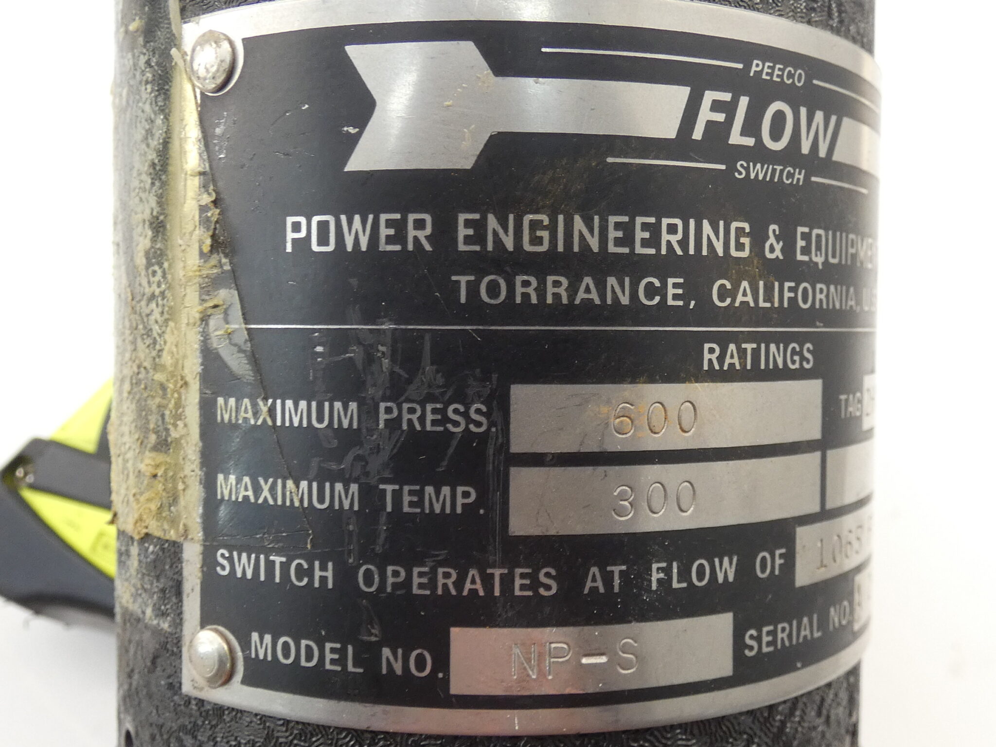 Power Engineering & Equipment Peeco NP-S Flow Switch – GPM Surplus