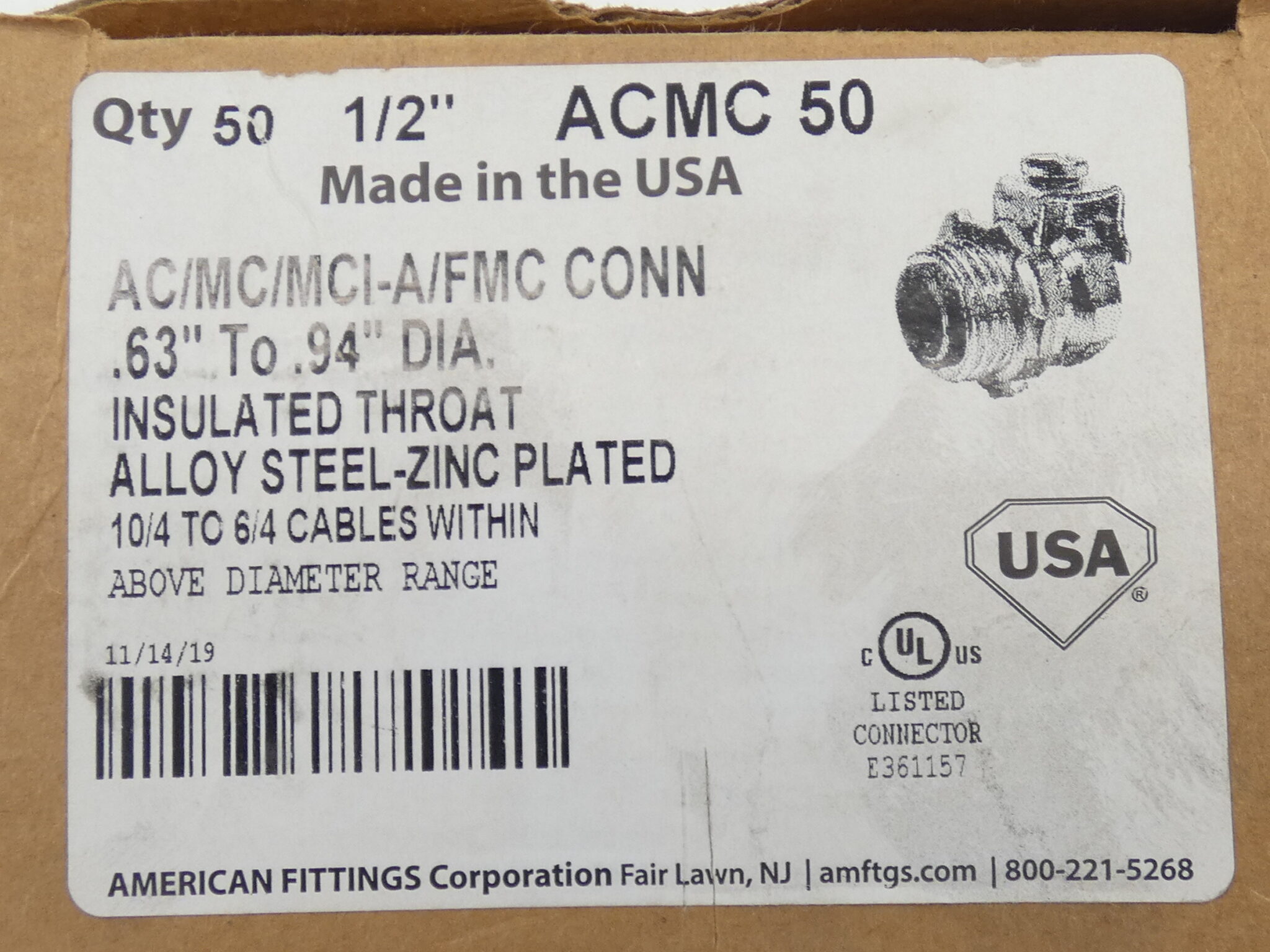 *Lot of 50* American Fittings ACMC 50 Steel Saddle Connector 1/2″ .63 ...