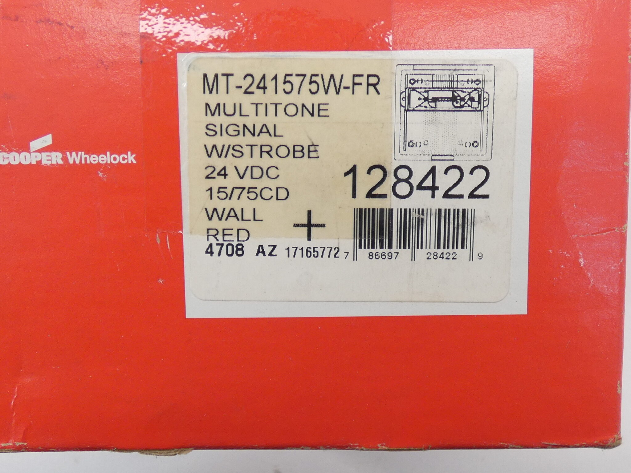 Wheelock Cooper MT-241575W-FR Multitone Horn Strobe Red Fire Alarm Wall ...