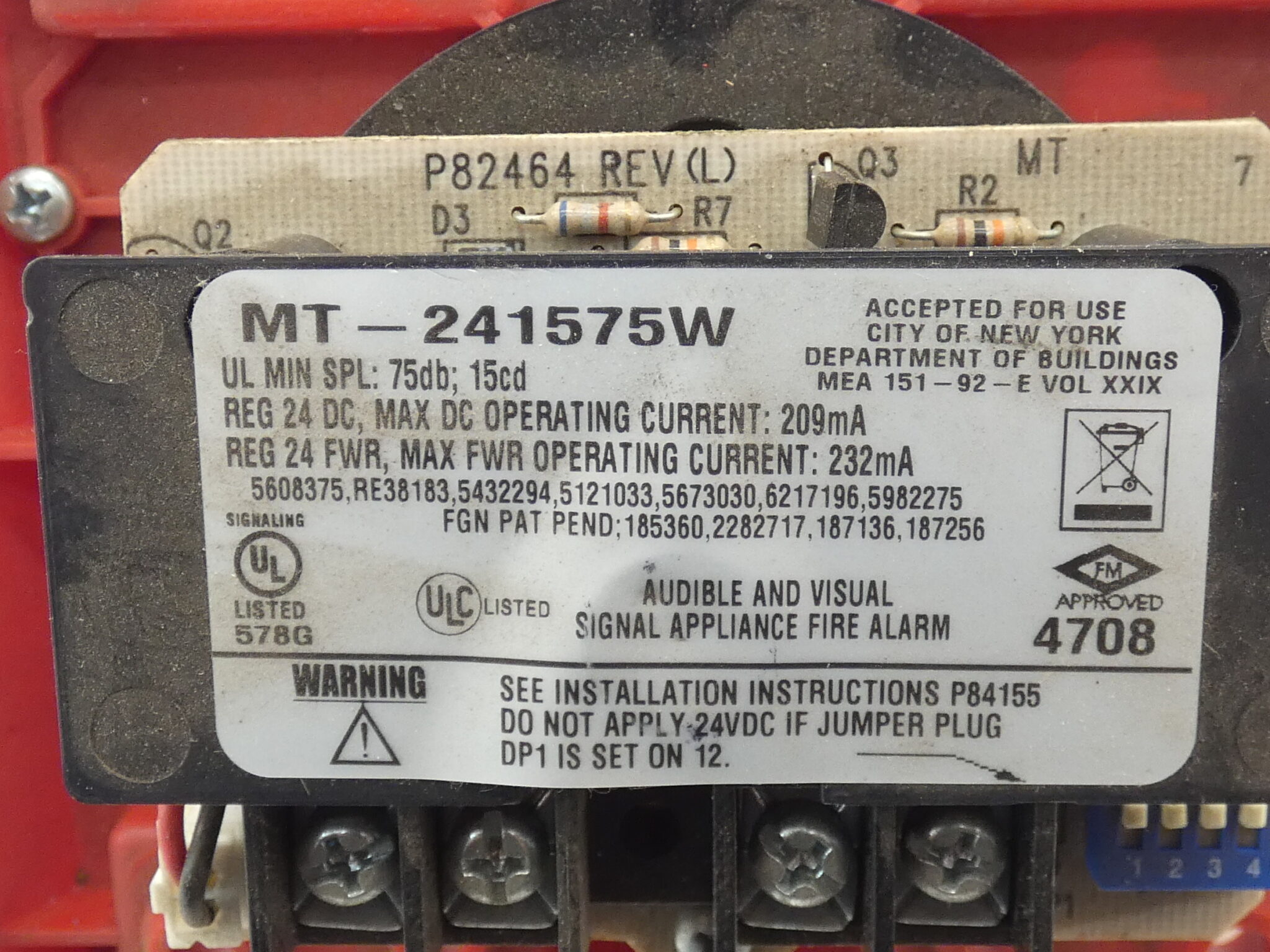 Wheelock Cooper MT-241575W-FR Multitone Horn Strobe Red Fire Alarm Wall ...