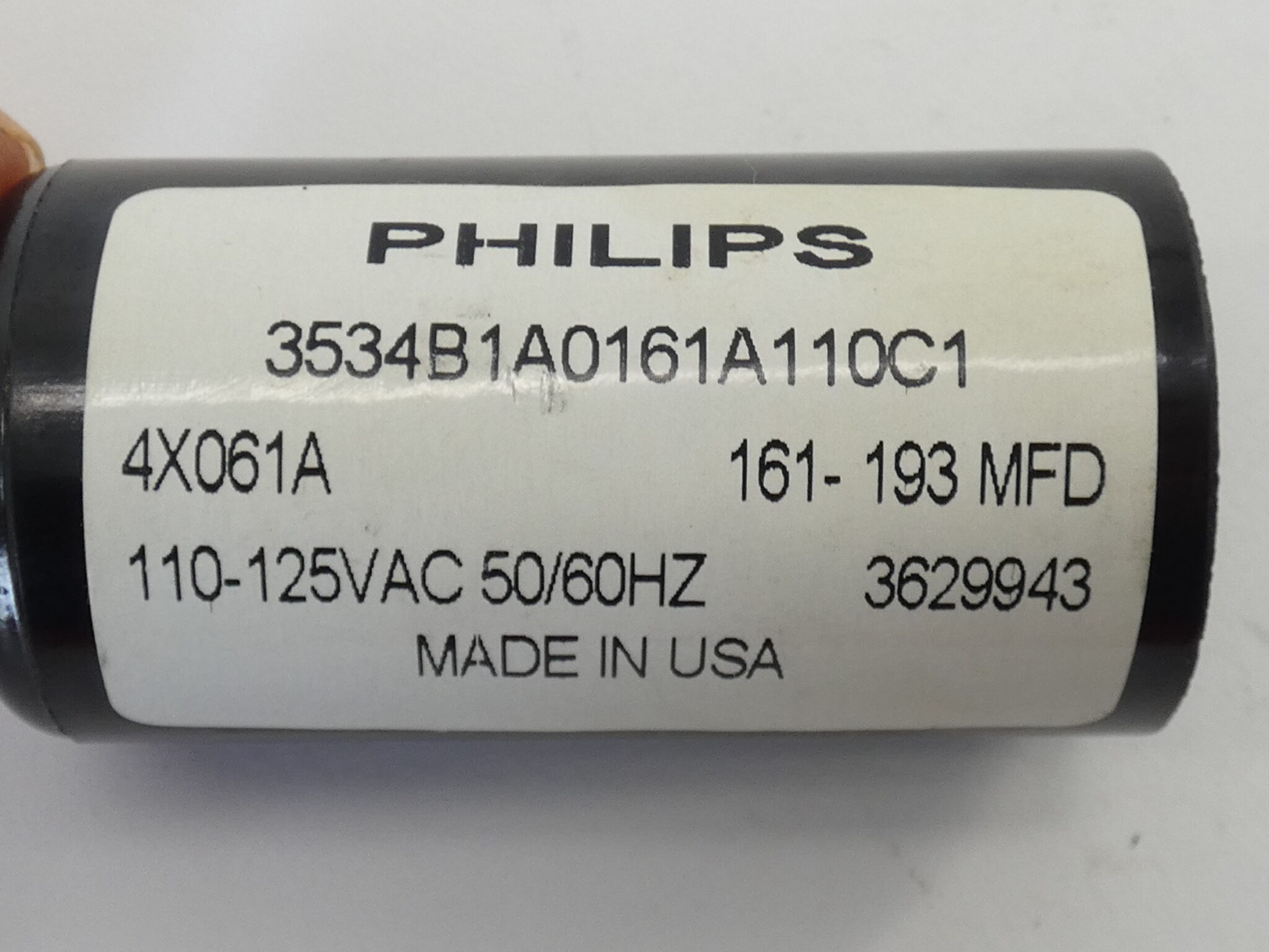 *Lot of 2* Philips 3534B1A0161A110C1 Start Capacitor 110-125VAC – GPM ...