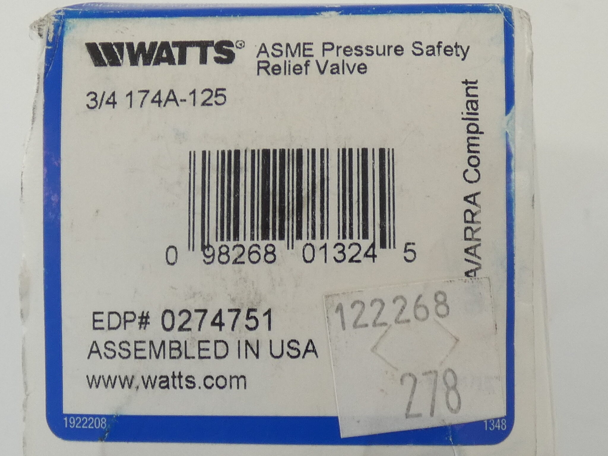 Watts Model M3 3/4 174A-125 3/4″ Bronze Regulator Safety Relief Valve ...