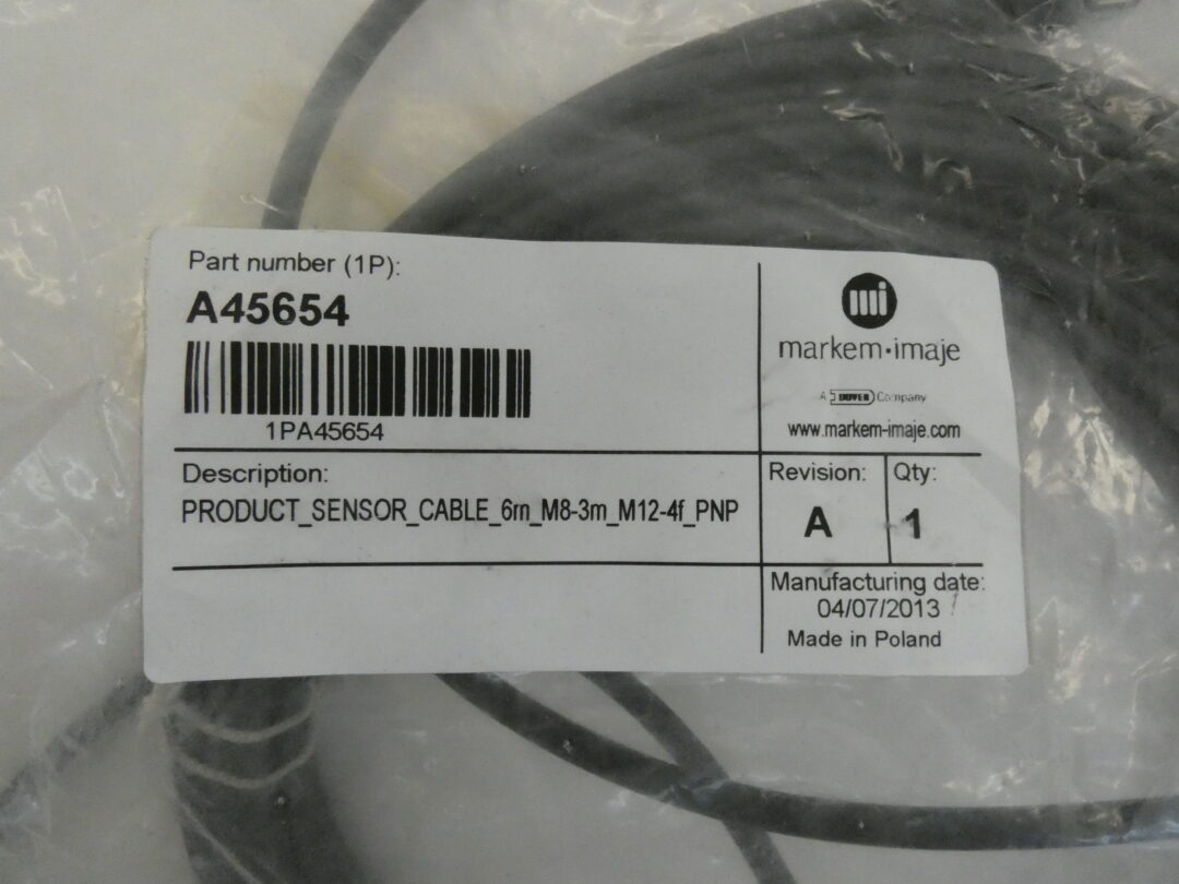 Markem Imaje A45654 Product Sensor Cable, 6m M8-3m, M12-4f PNP – GPM ...