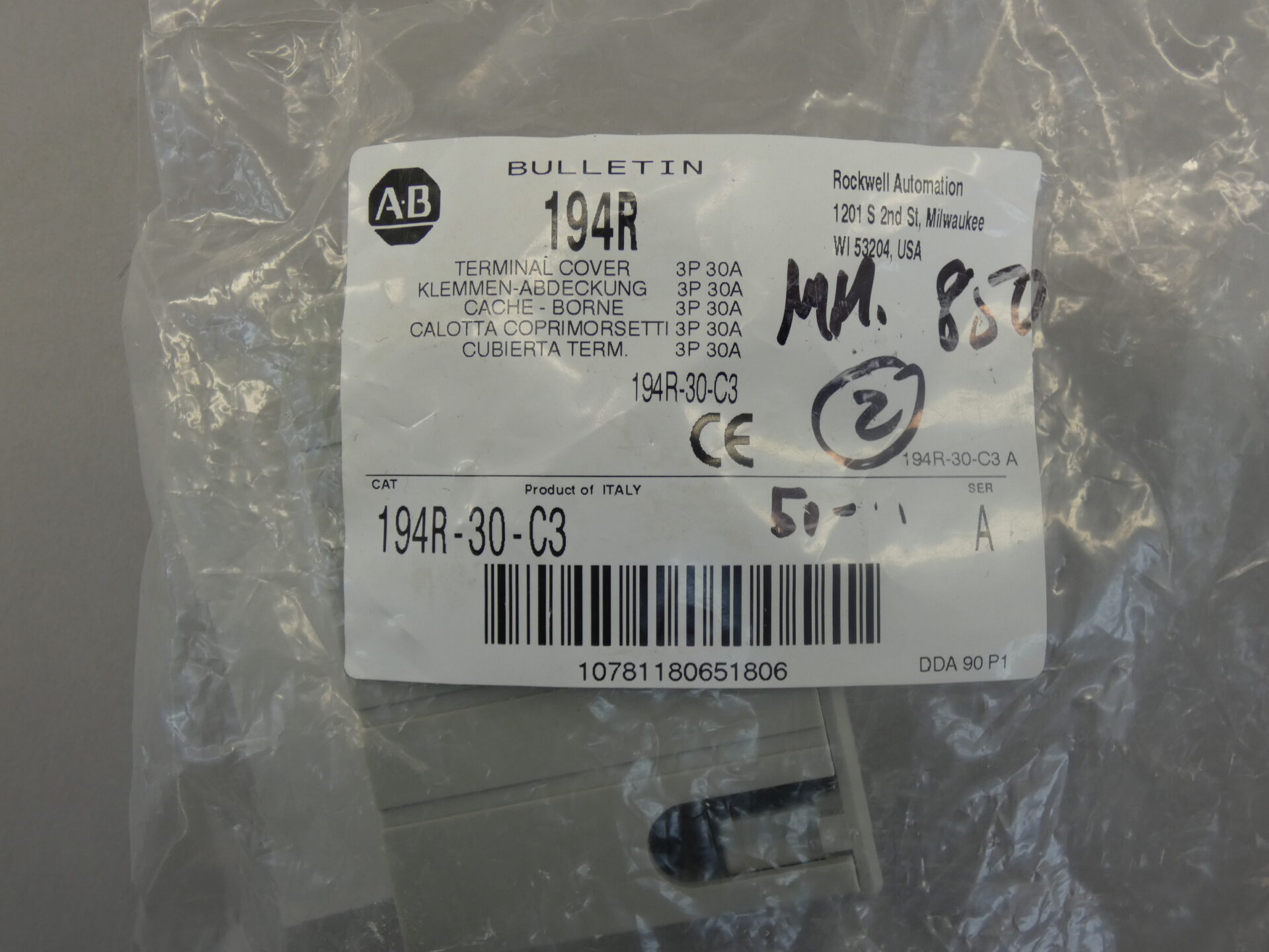 Allen-Bradley 194R-30-C3 Terminal Cover 3P 30A SER A – GPM Surplus