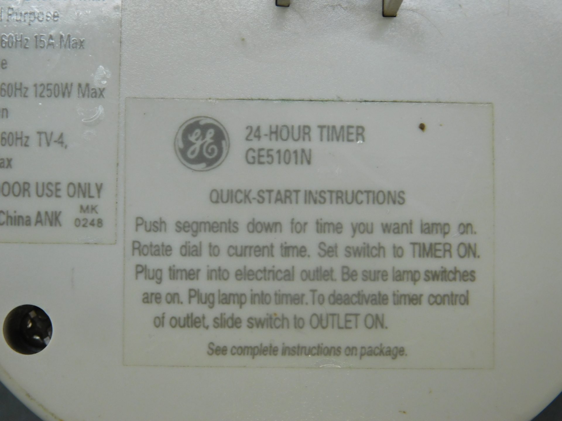General Electric 24-Hour Automatic Timer GE5101N 125V – GPM Surplus