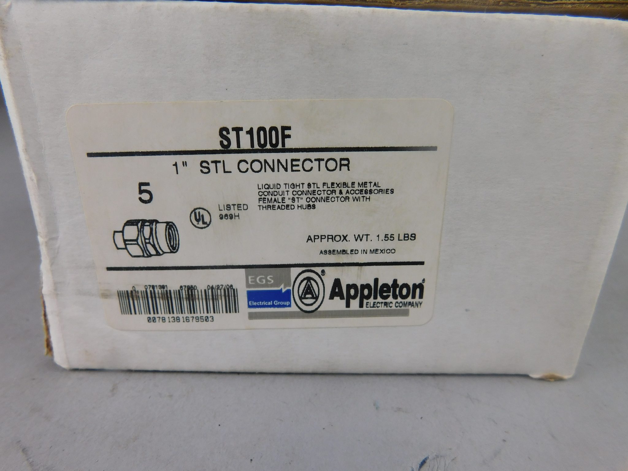 Appleton ST-100F Liquidtight Connector, Straight, Female, 1 ...