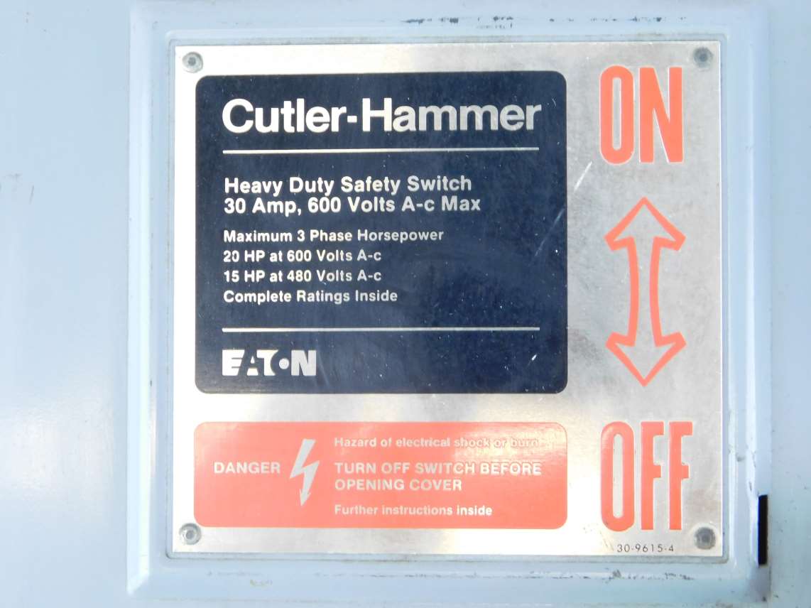 Cutler-Hammer DH361FGK Heavy Duty 30A Safety Switch – GPM Surplus