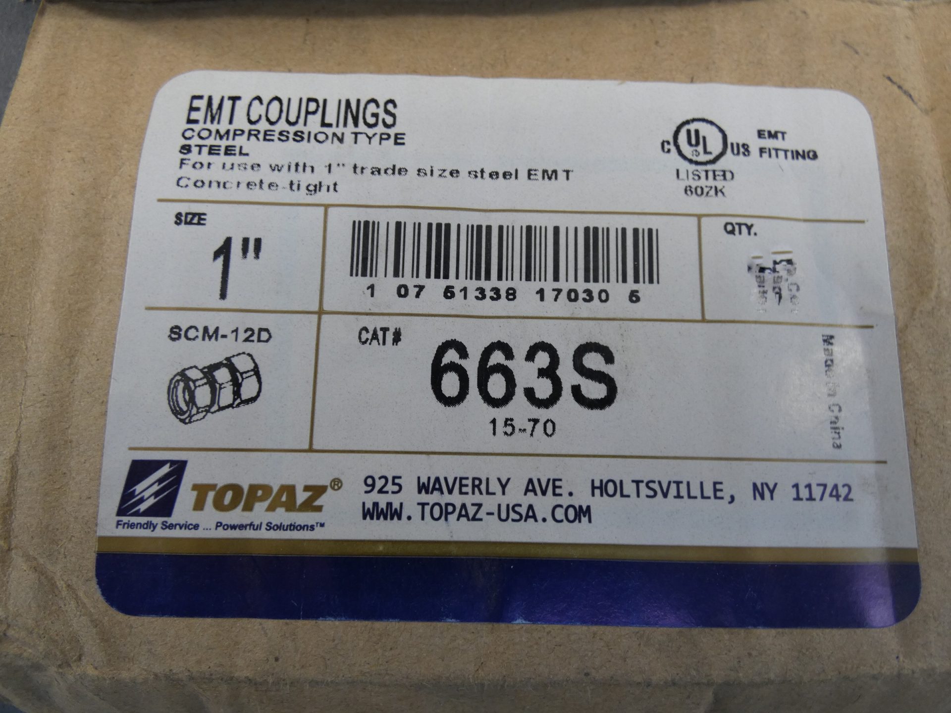 *Lot of 7* Topaz 663S 1″ EMT Steel Couplings – GPM Surplus