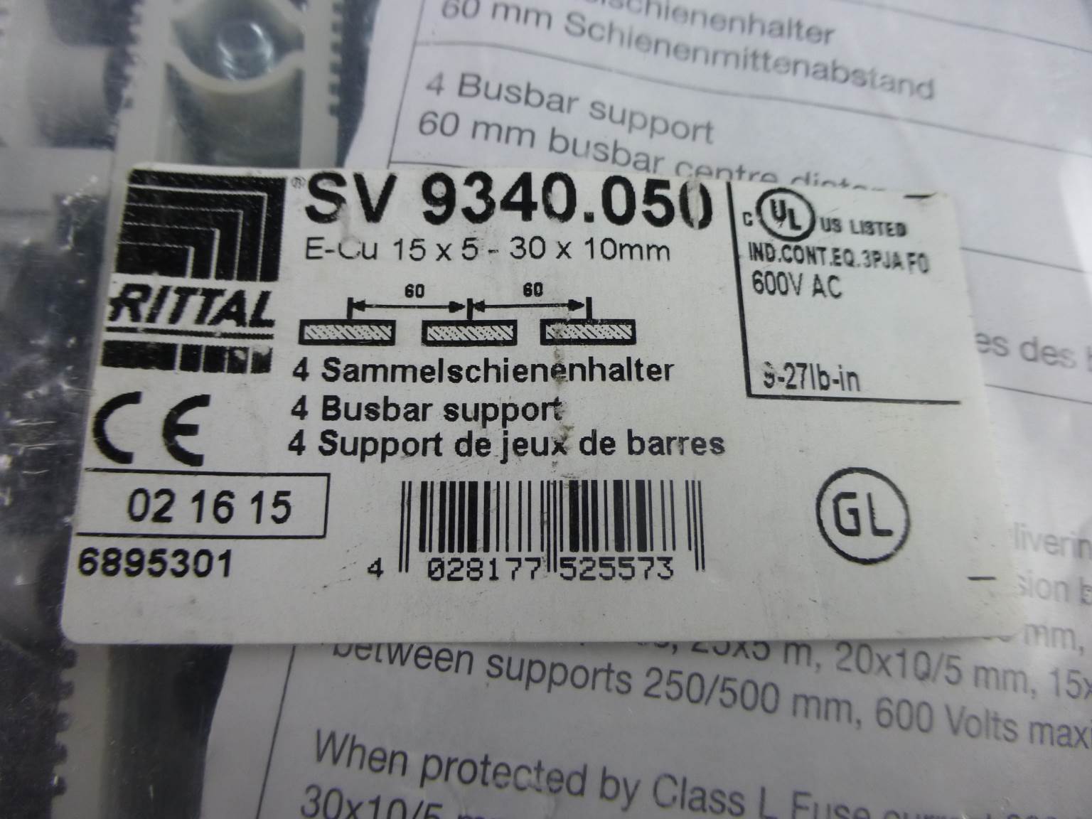 *Pack of 4* Rittal SV9340.050 Busbar Supports – GPM Surplus