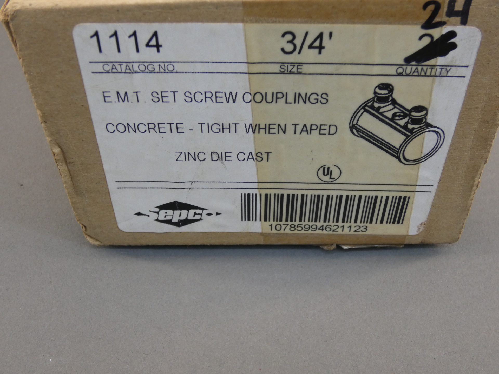 *Lot of 24* Sepco 1114 E.M.T. Set Screw Couplings 3/4″ Steel Zinc ...