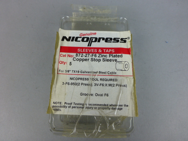*Lot of 4* Nicopress 872-24-F6 Zinc Plated Copper Sleeve – GPM Surplus