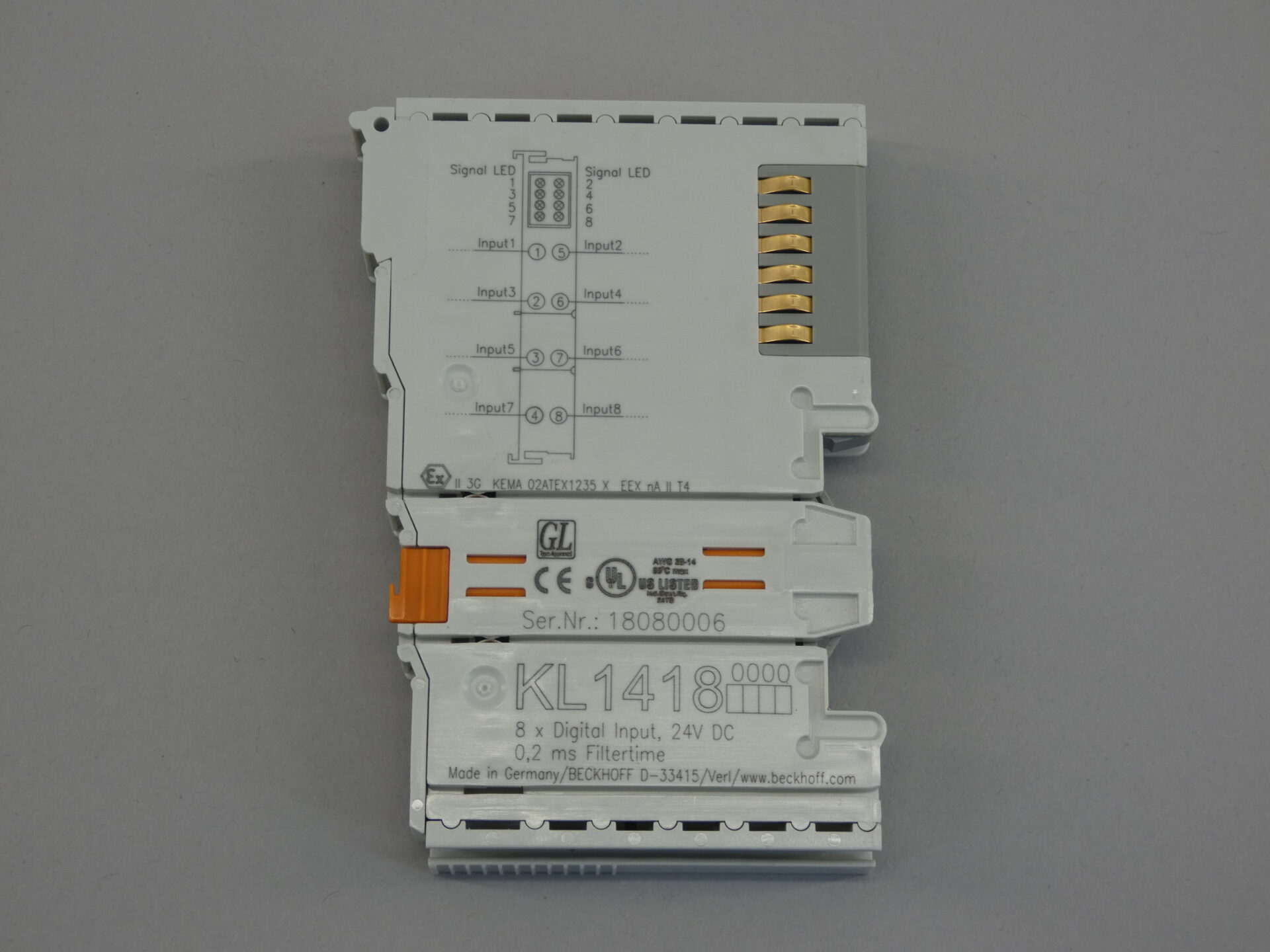 Beckhoff KL1418 8-Channel Digital Input Terminal – GPM Surplus