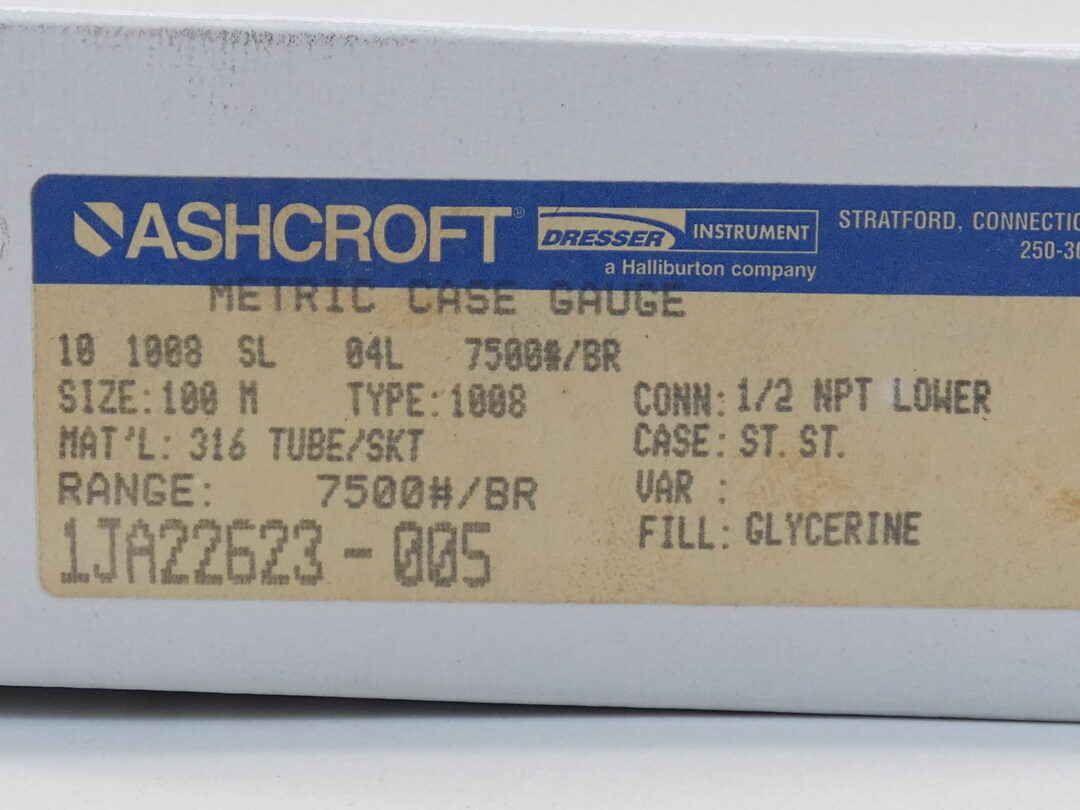 Ashcroft 10-1008-SL-04L Stainless Steel Gauge, 4″, 0-7500 PSI, 1/2″ NPT ...