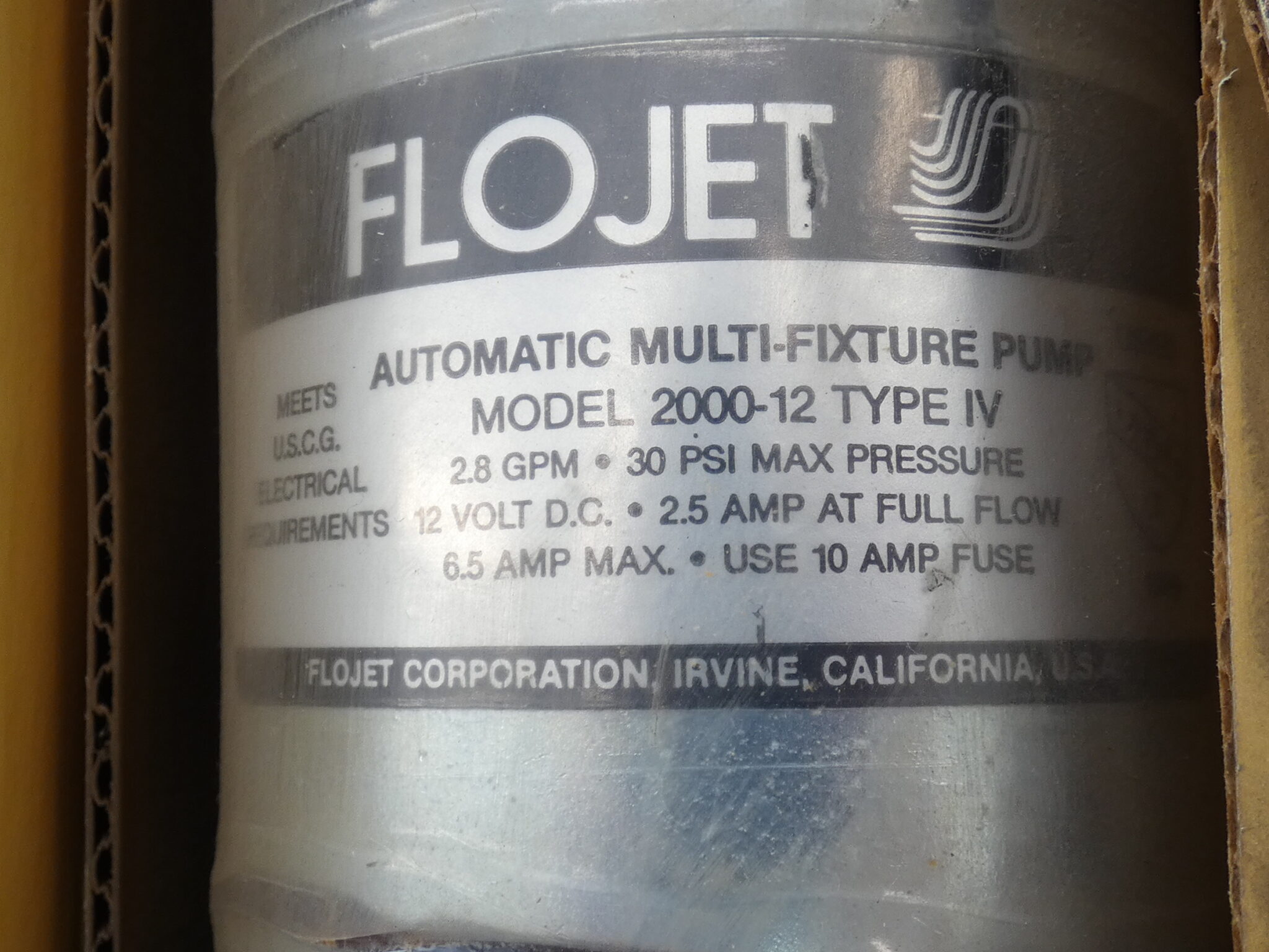 Flojet 2000-12 Automatic Multi-Fixture Pump, 2.8GPM, Type IV – GPM Surplus