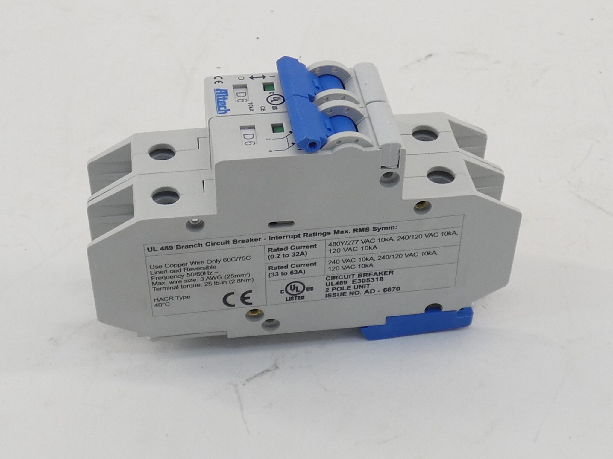 Altech D6 Circuit Breaker 2P UL489 480Y/277VAC 240/120VAC – GPM Surplus