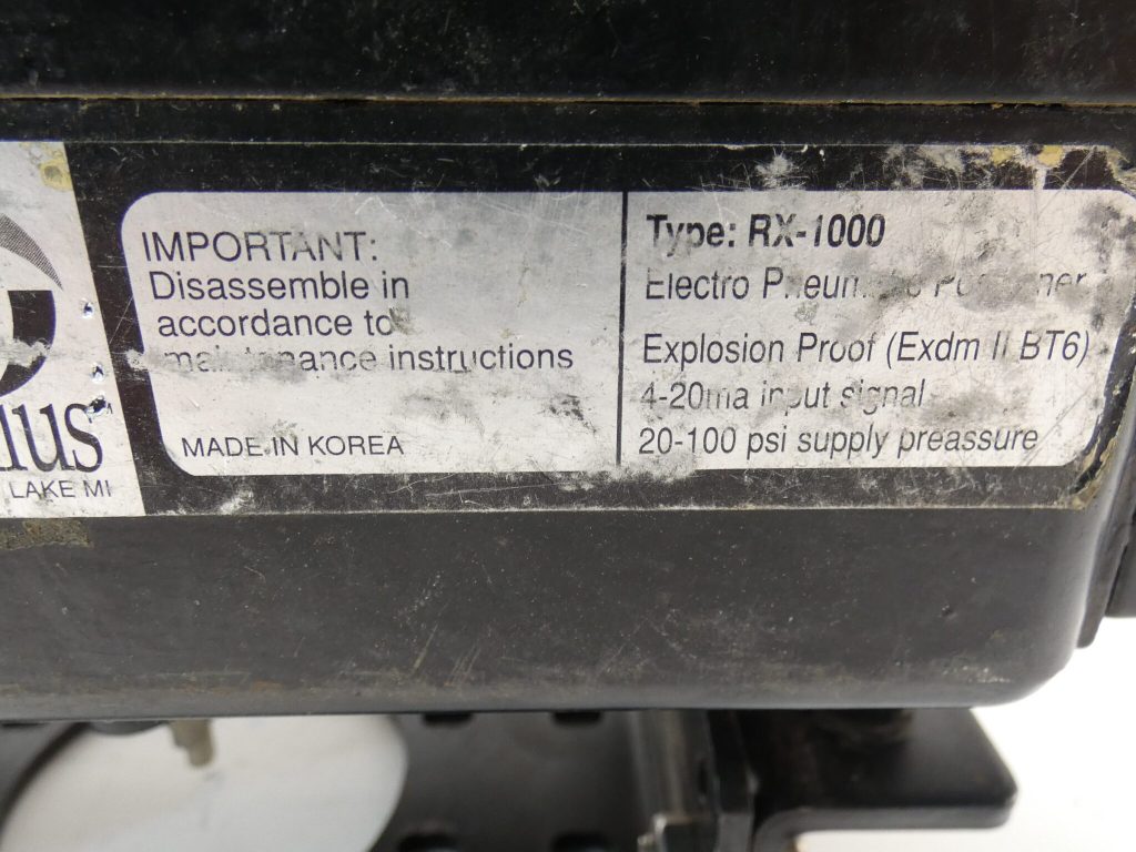Radius RX-1000-2 Rotary Electro-Pneumatic Positioner 20-100 PSI – GPM ...