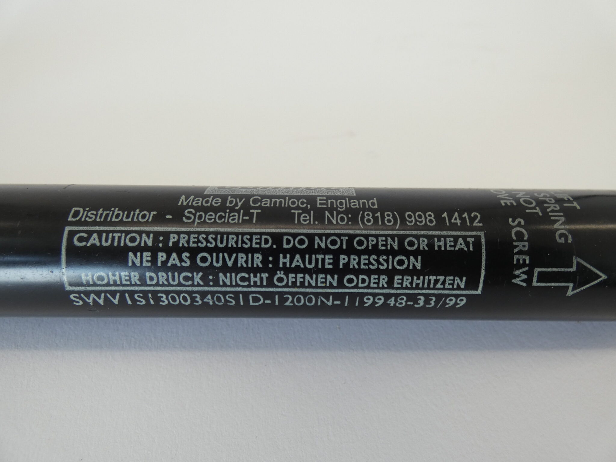 Camloc SWV1S1300340S1D-1200N-19948-33/99 Gas Spring Prop Strut Shock ...