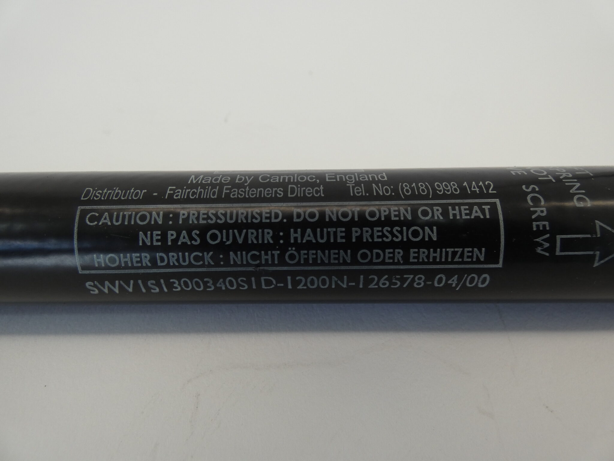 Camloc SWV1S1300340S1D-1200N-126578-04/00 Gas Spring Prop Strut Shock ...