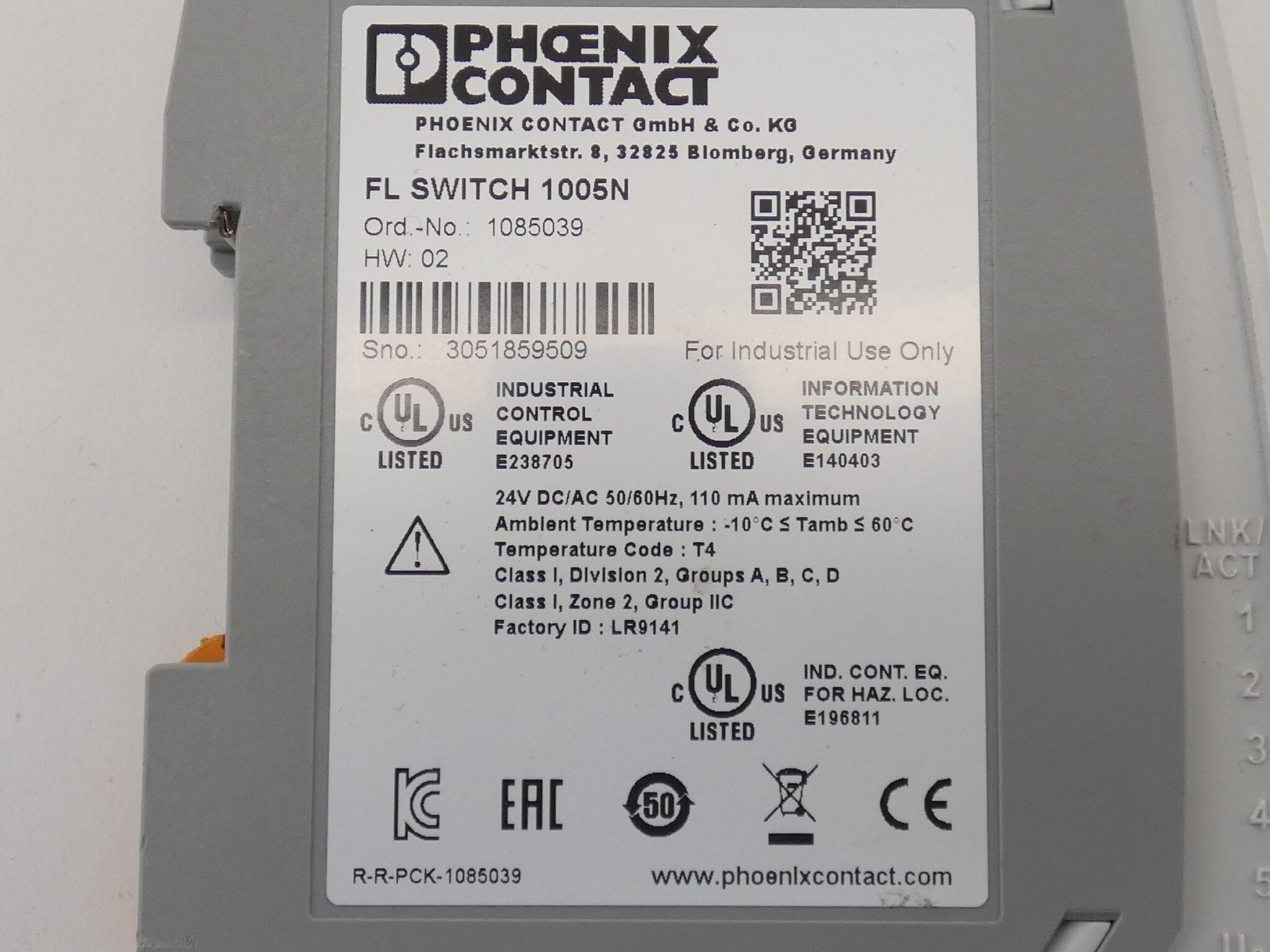 Phoenix Contact FL SWITCH 1005N Ethernet Switch, 1085039, 24VDC/AC ...