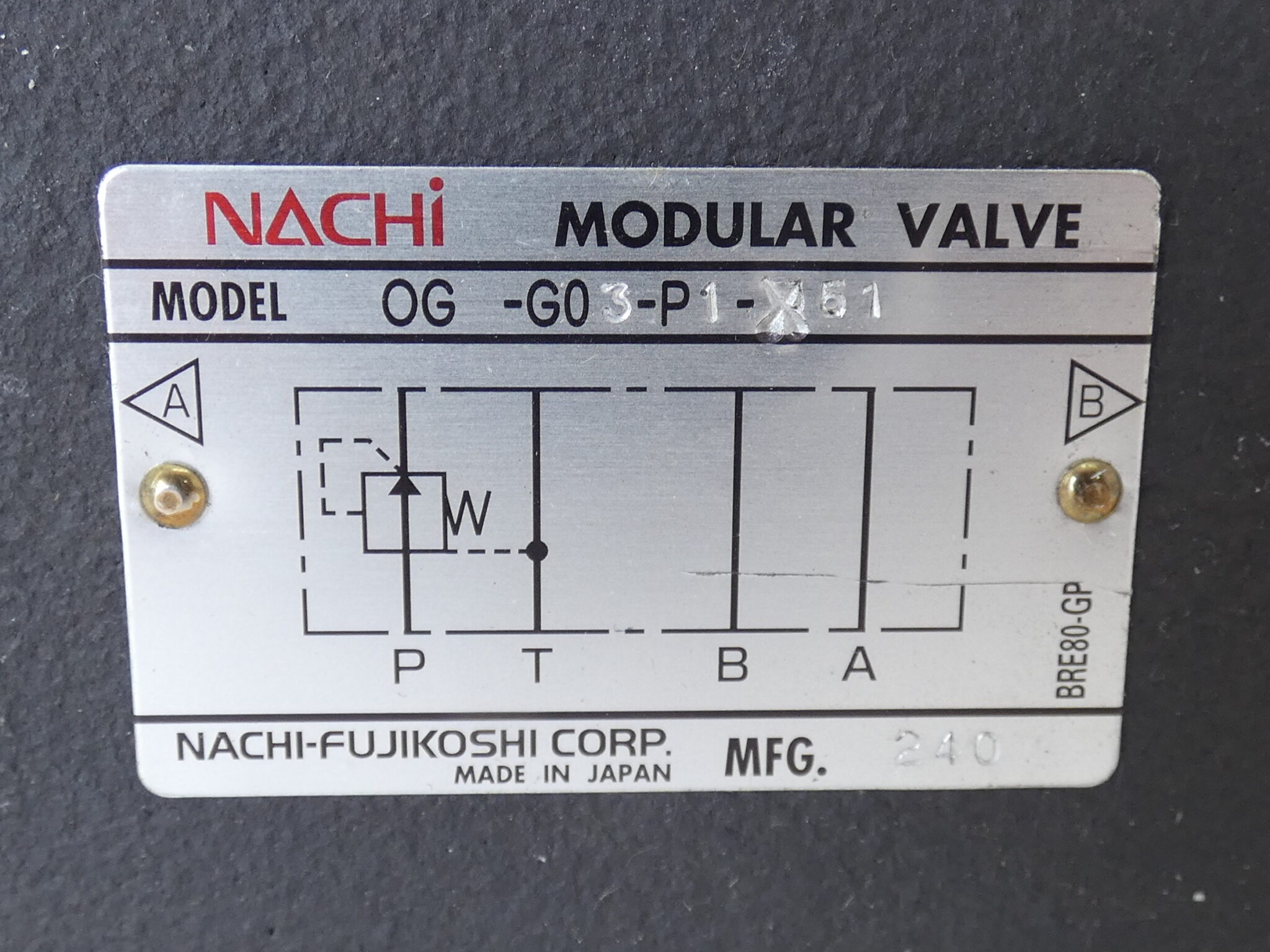 Nachi OG-G03-P1-X51 Modular Valve Nachi-Fujikoshi – GPM Surplus