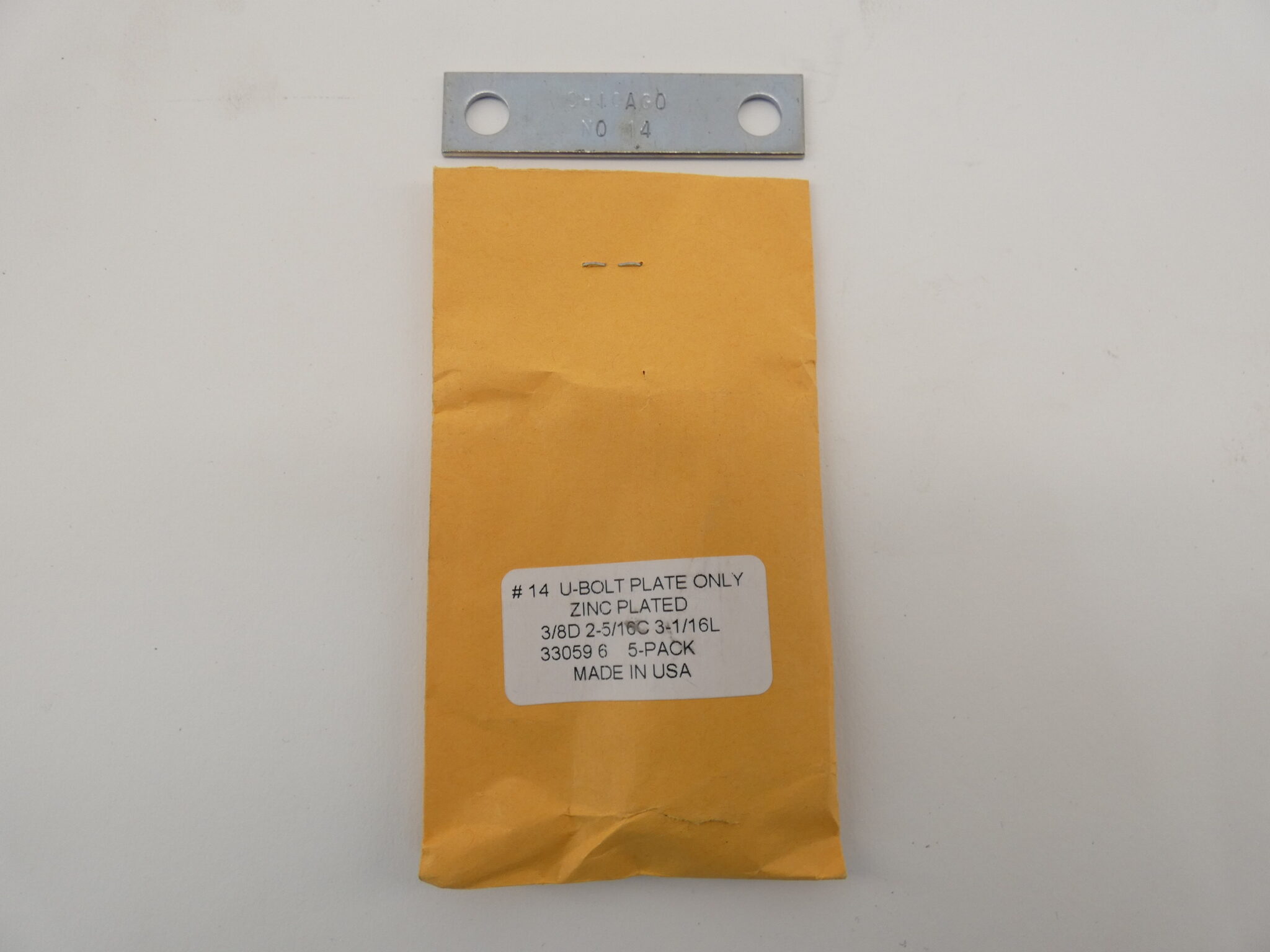 *5 Pack* Chicago #14 U-Bolt Mounting Plate Zinc 3/8D 2-5/16C 3-1/16L ...